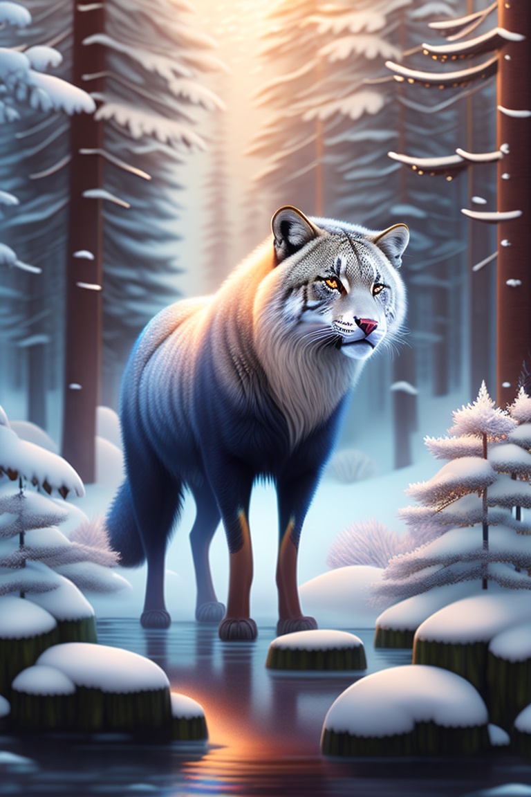 Lexica - A legendary, primordial animal strolls through a snowy ...