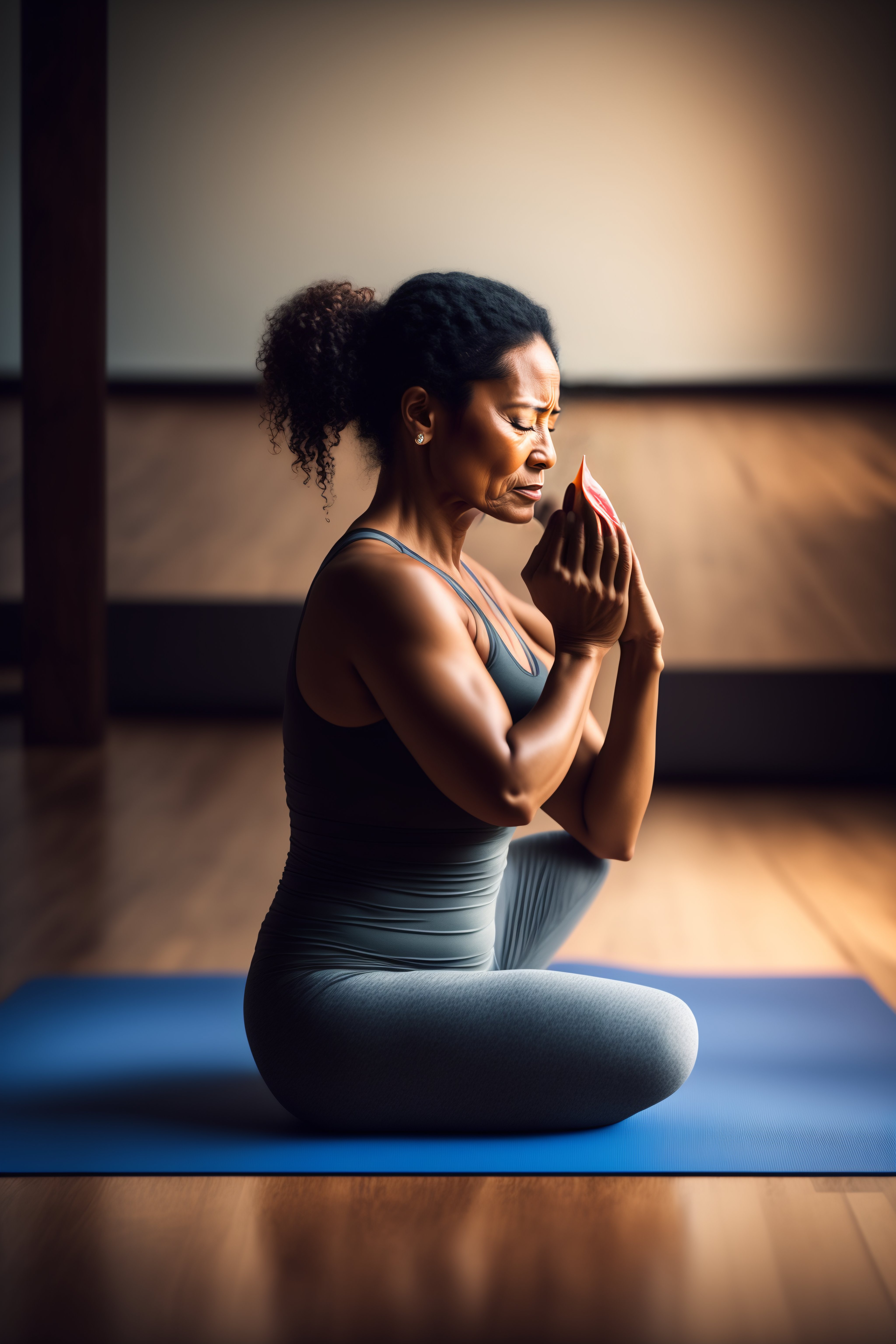 Lexica - Crying woman doing yoga