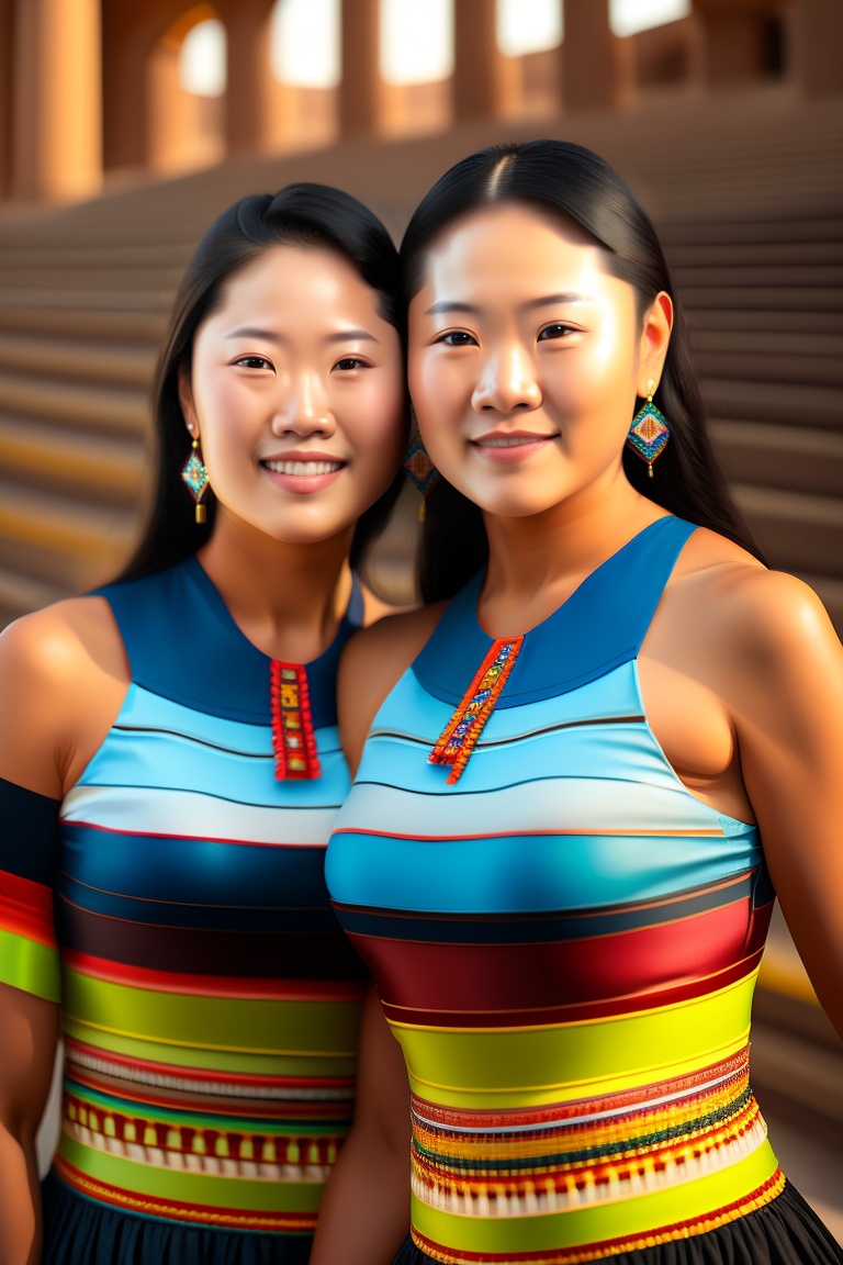 Native American Twin Girls