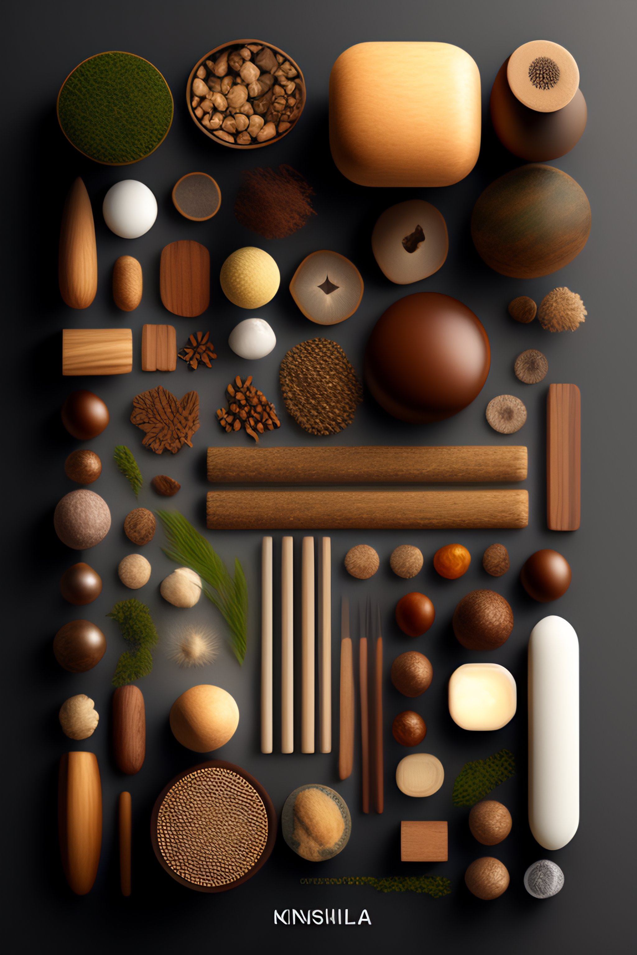 Lexica - 'Mushroom, Knolling, Knolling layout, Earth tones, Natural ...