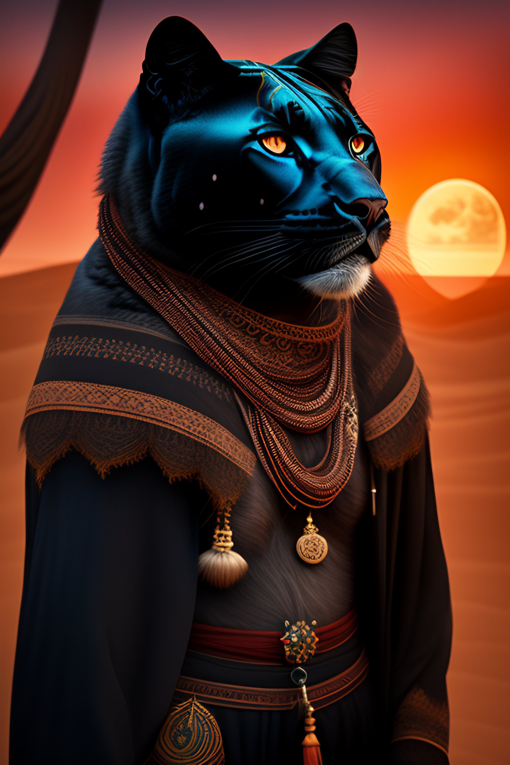 Lexica - Human-like panther, completely covered in short black fur ...