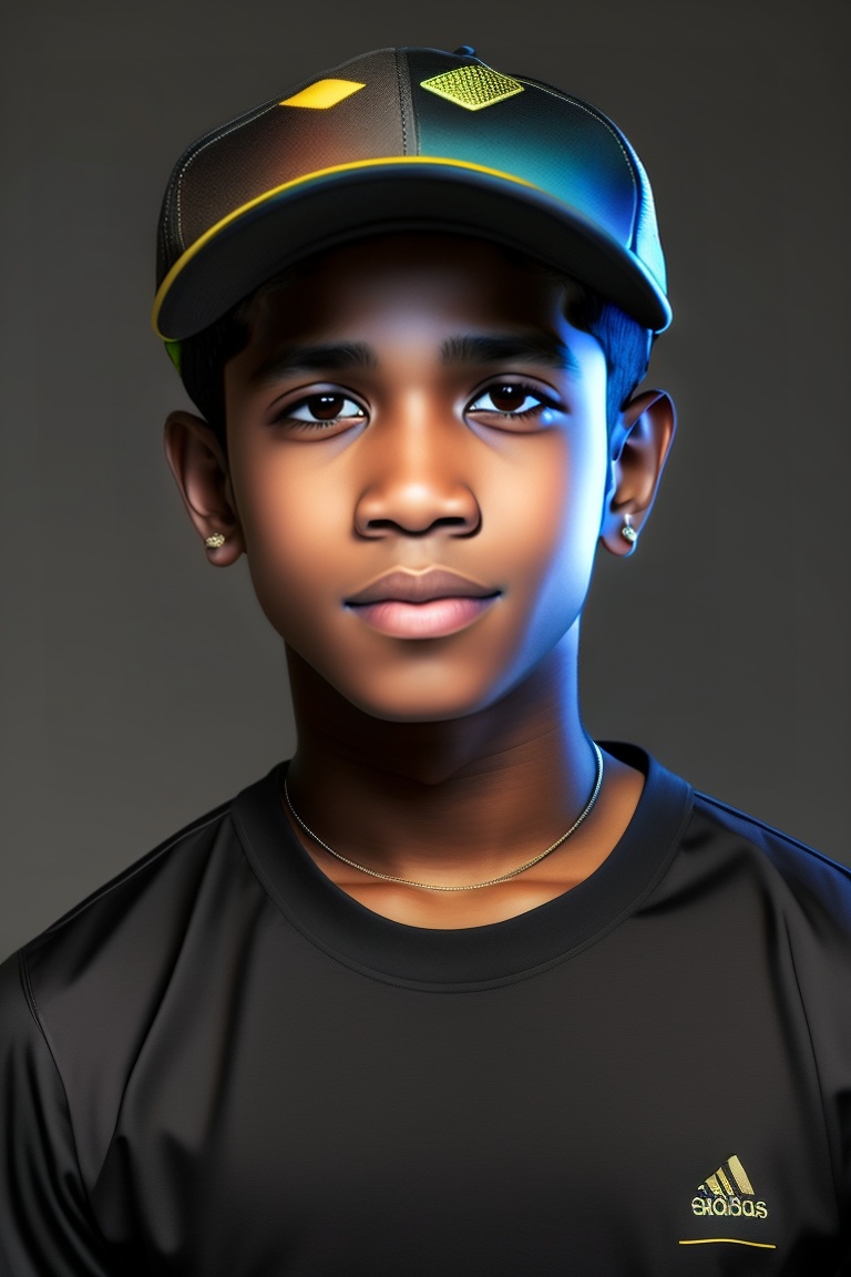 Lexica - A 16 years indian boy, with black t shirt, cap, standing ...