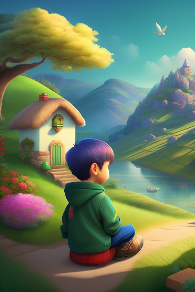 Lexica - A picturesque village scene with colorful houses, green fields ...