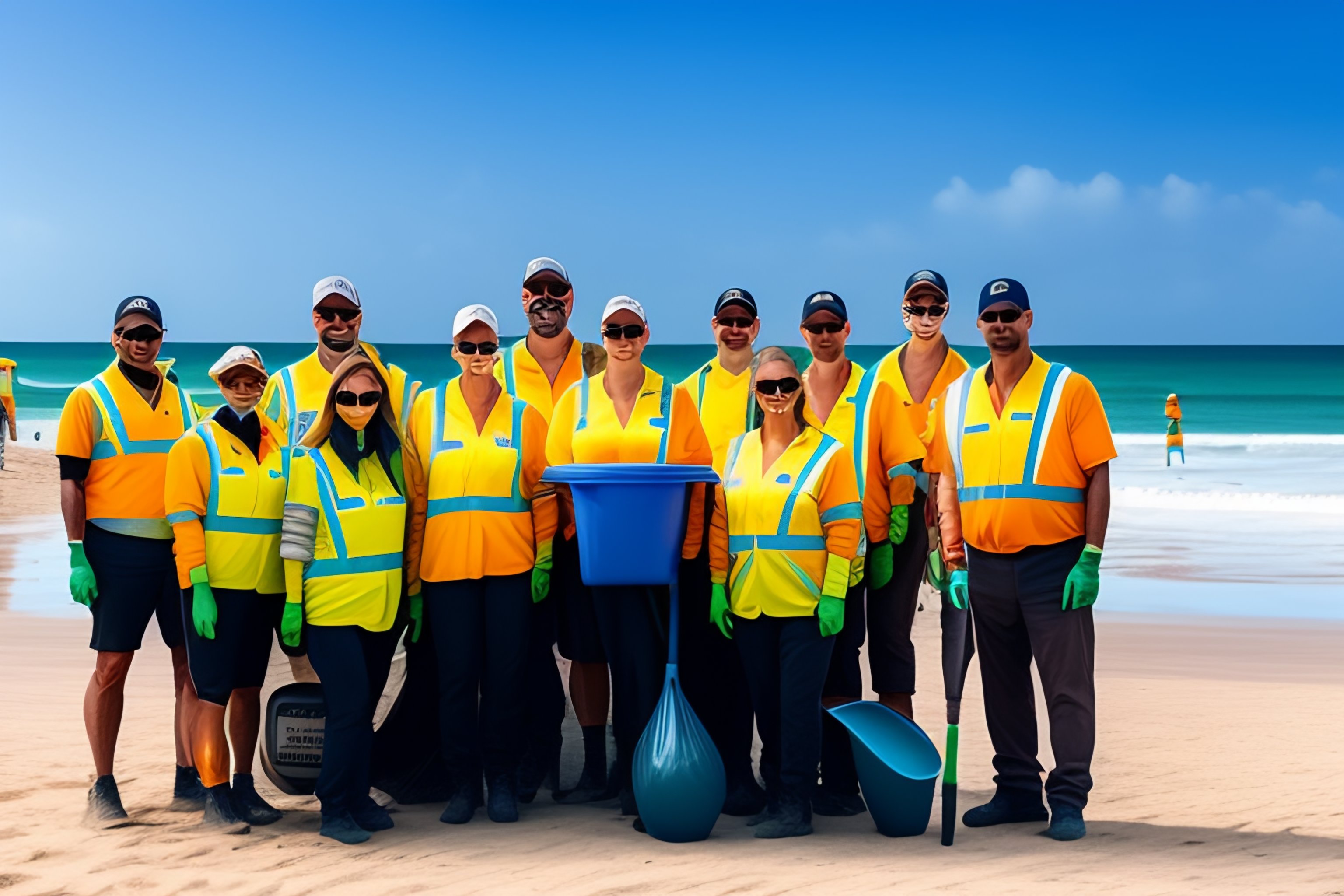 Lexica - A group of people working together to clean up a park or beach.