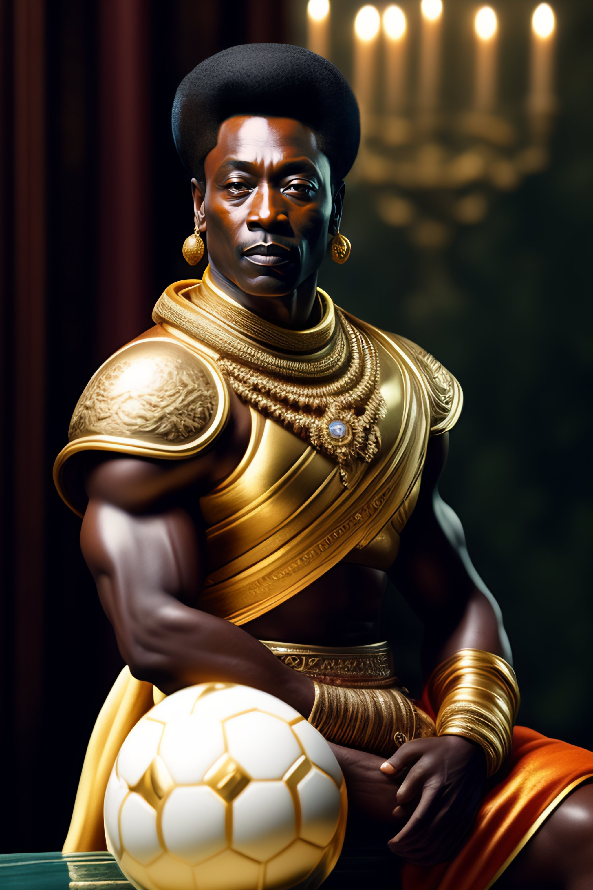 Lexica - Pele as gon in throne with ball