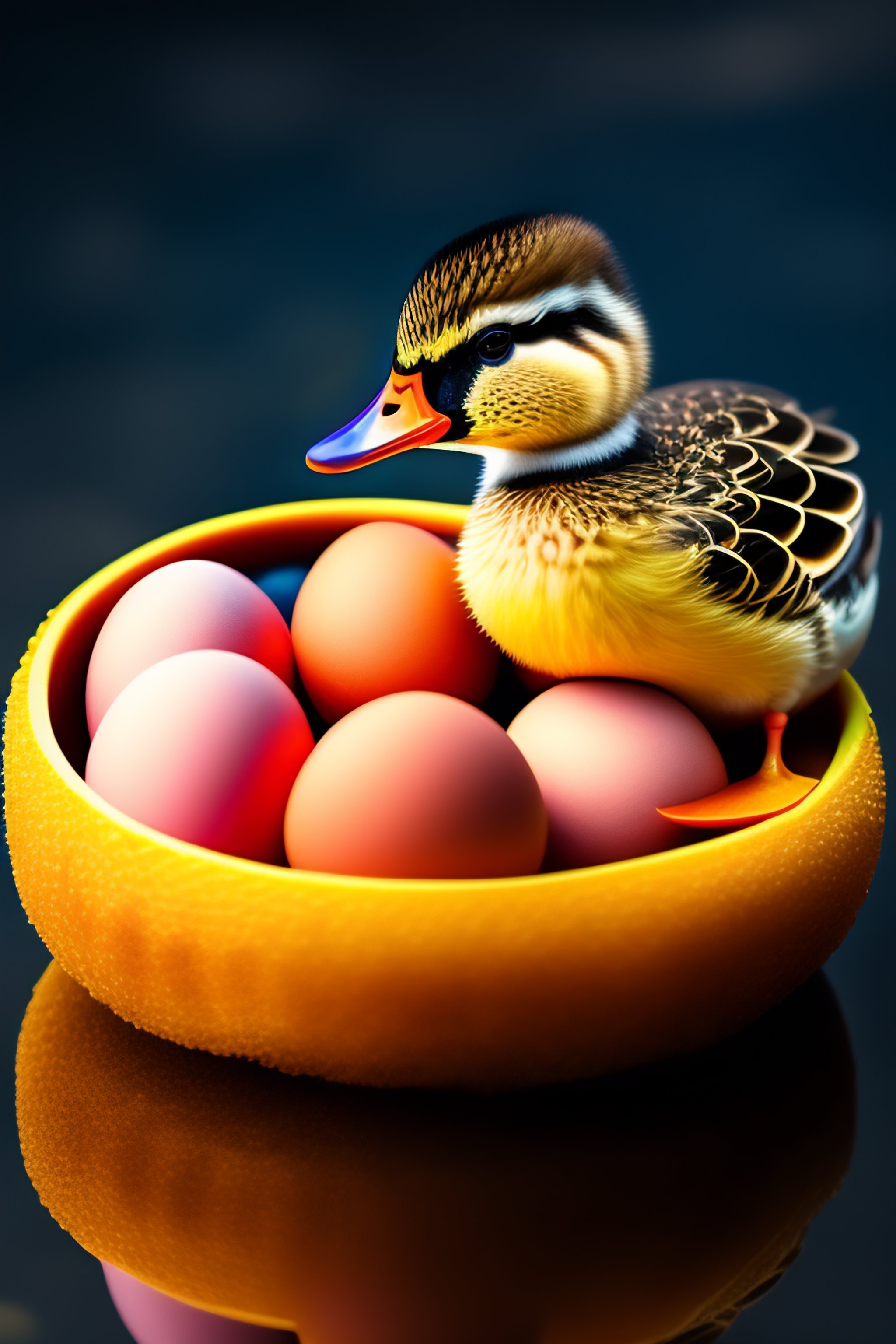 Mother Duck With Eggs