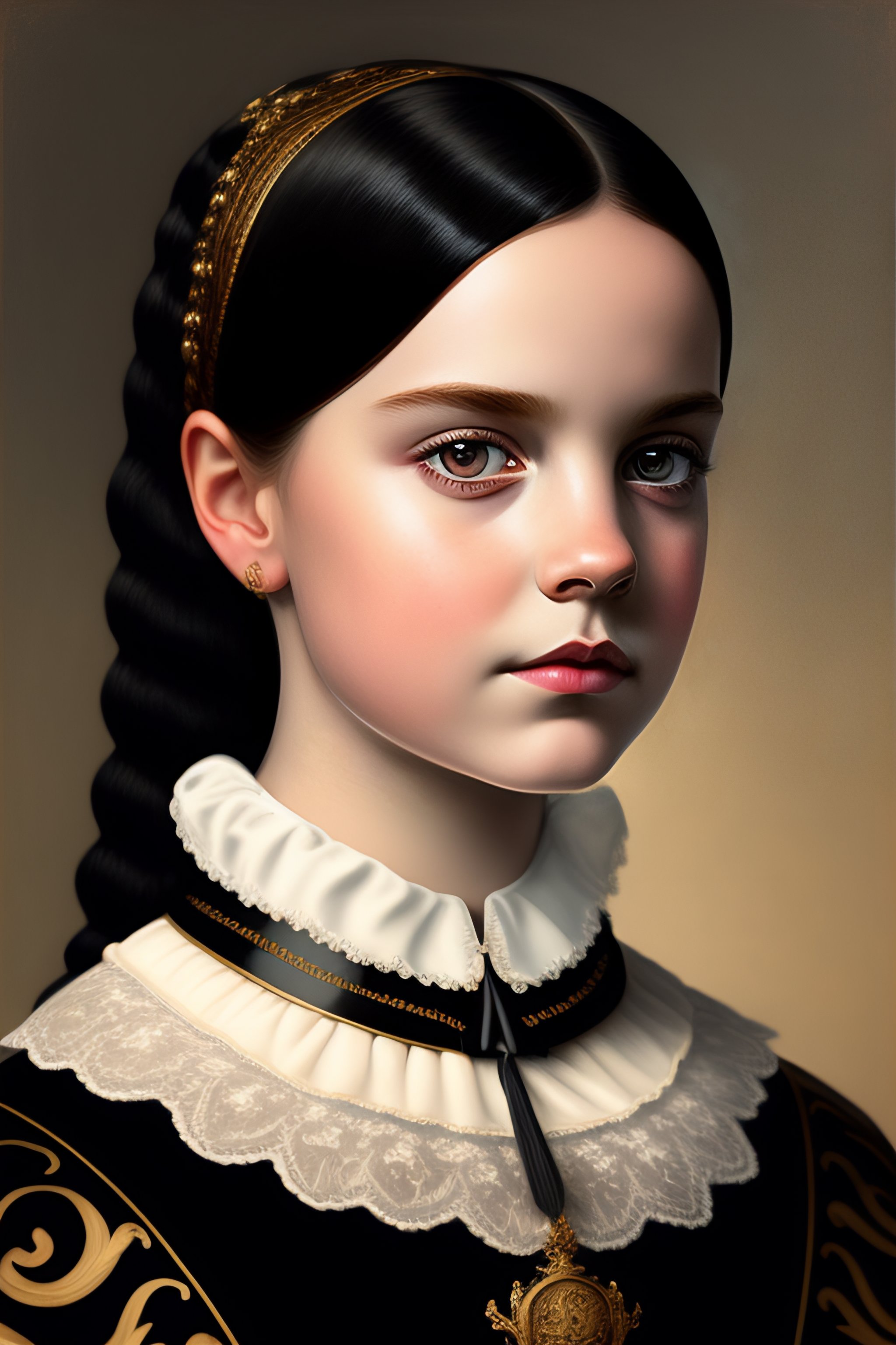 Lexica - Portrait of Wednesday Addams in baroque Style by Elias Gottlob ...