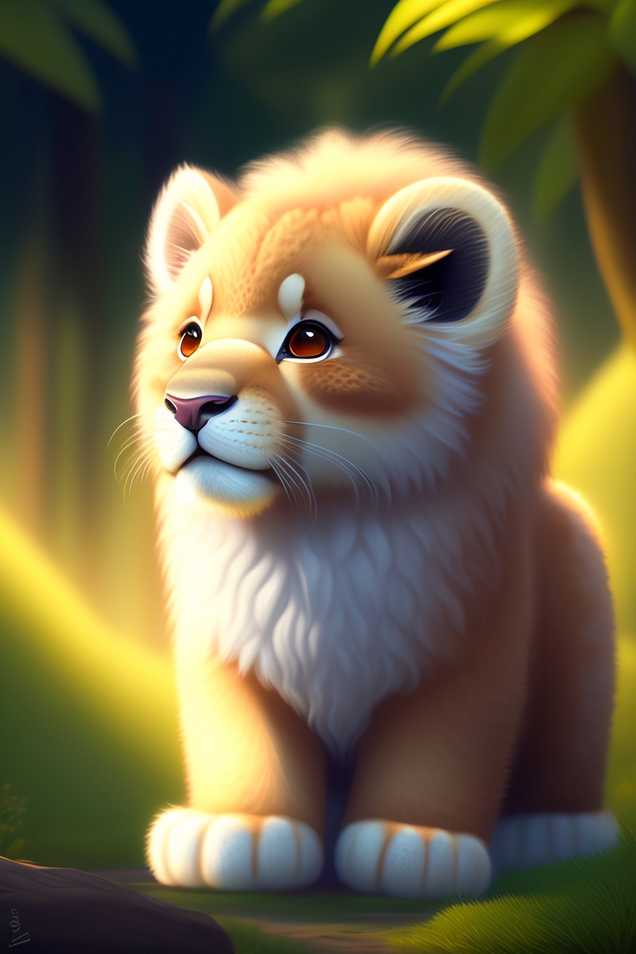 Lexica - Cutie fluffy lion cub, digital art, 3 d, octave render ...