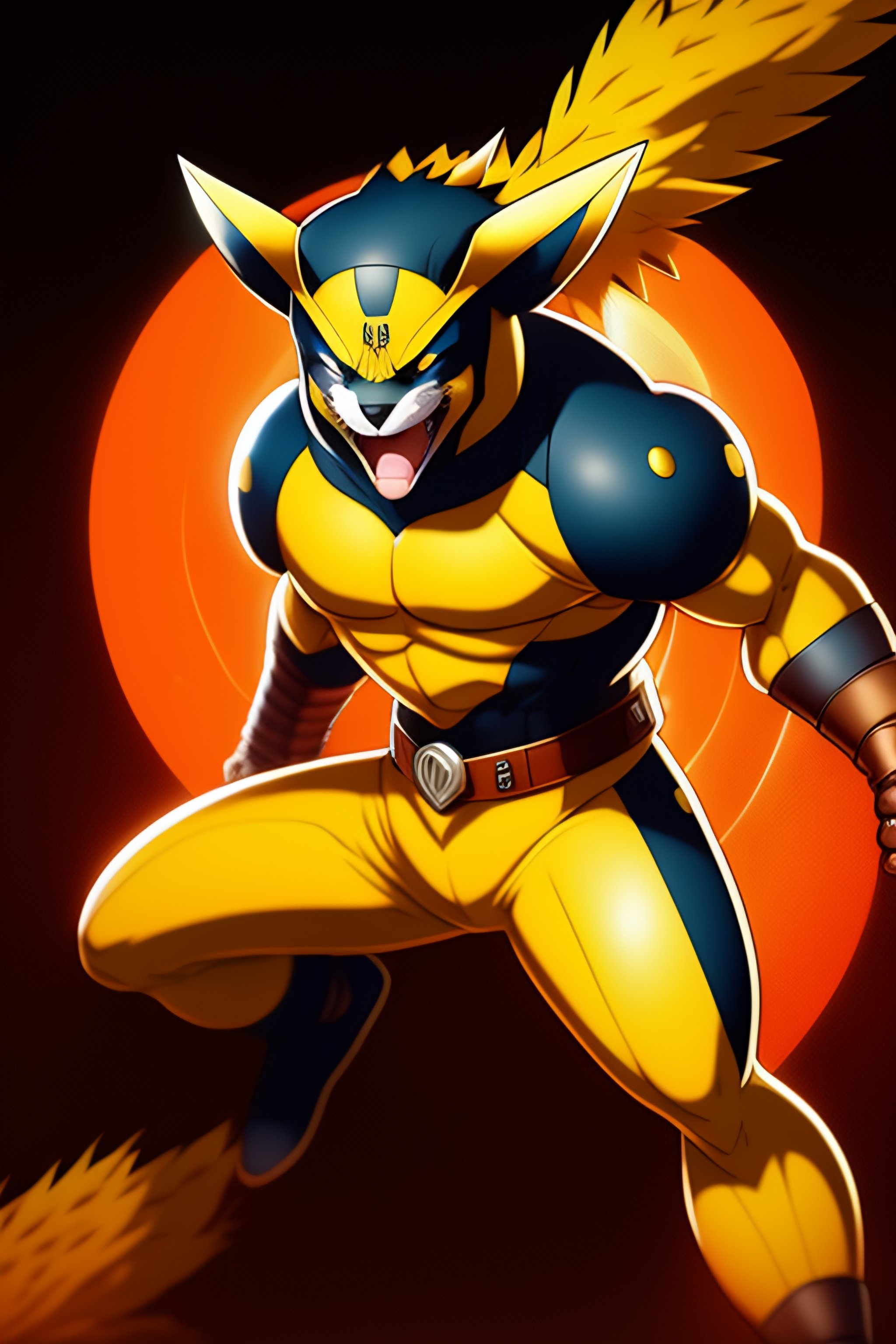 Lexica - Anime illustration of a yellow wolverine like pokemon