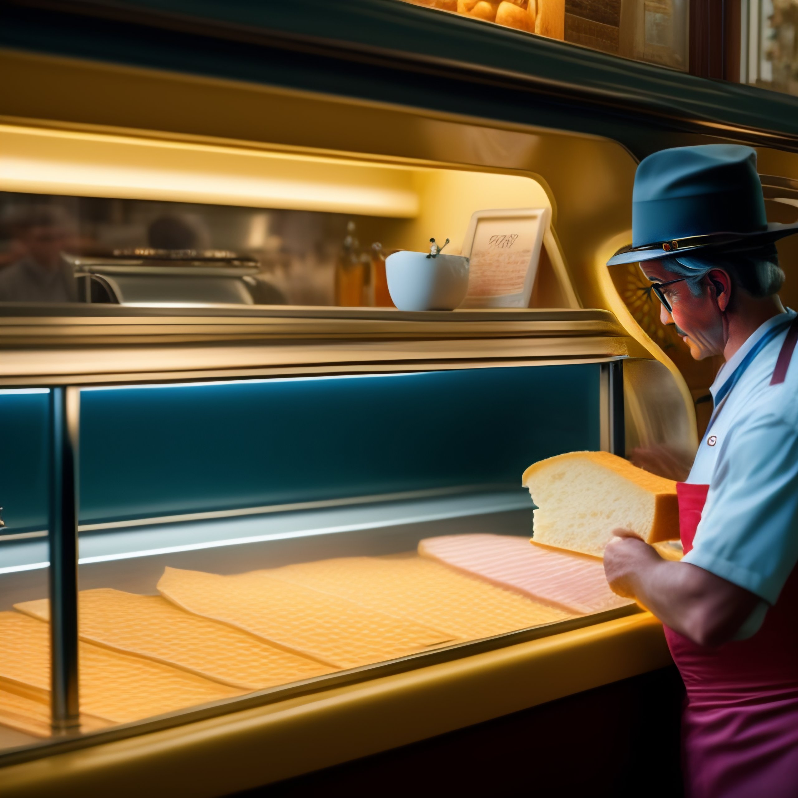 Lexica - A realistic view inside of a sandwich shop with a server ...