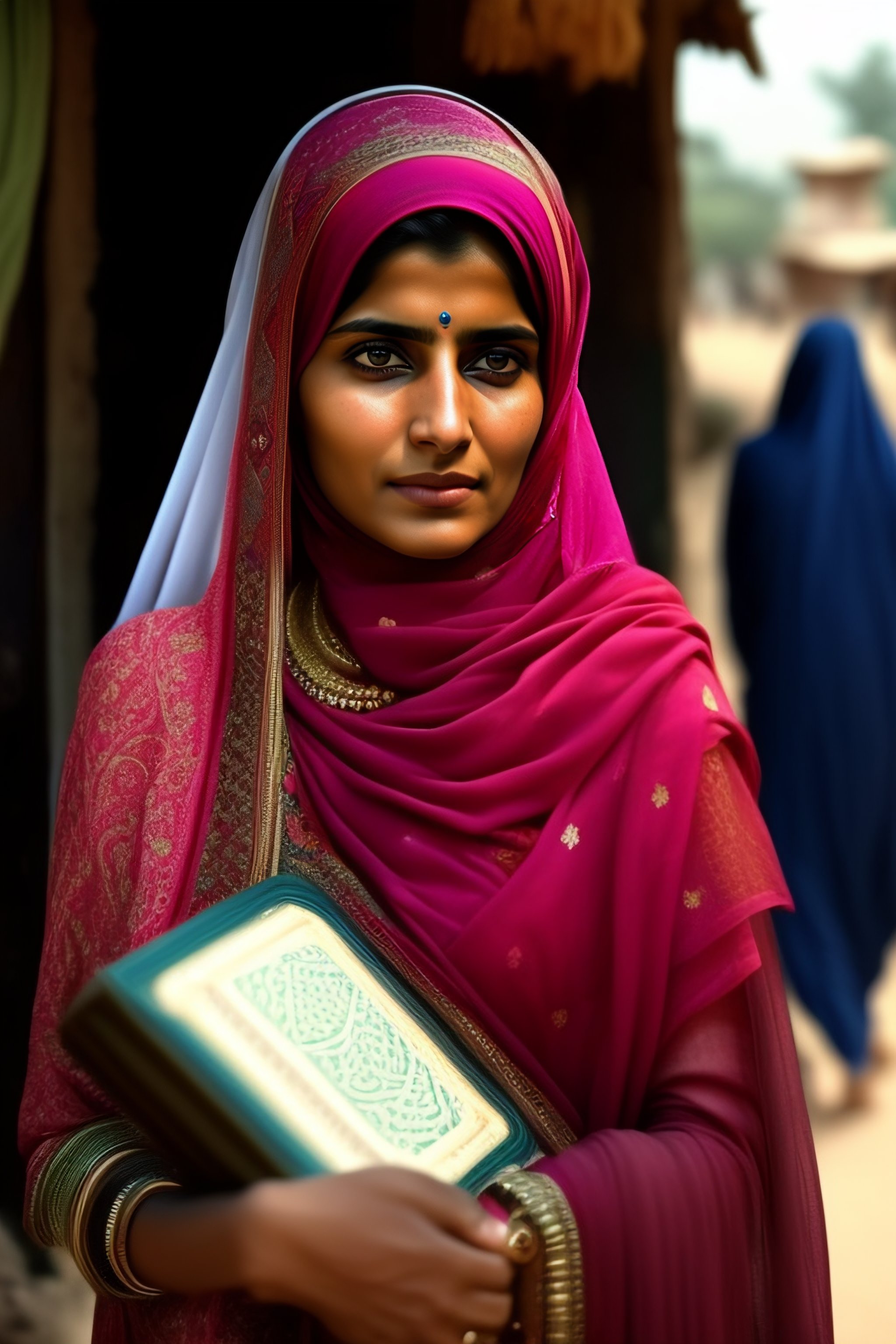 Lexica - A Pakistani woman have gun in her hand and quran in her 2nd hand