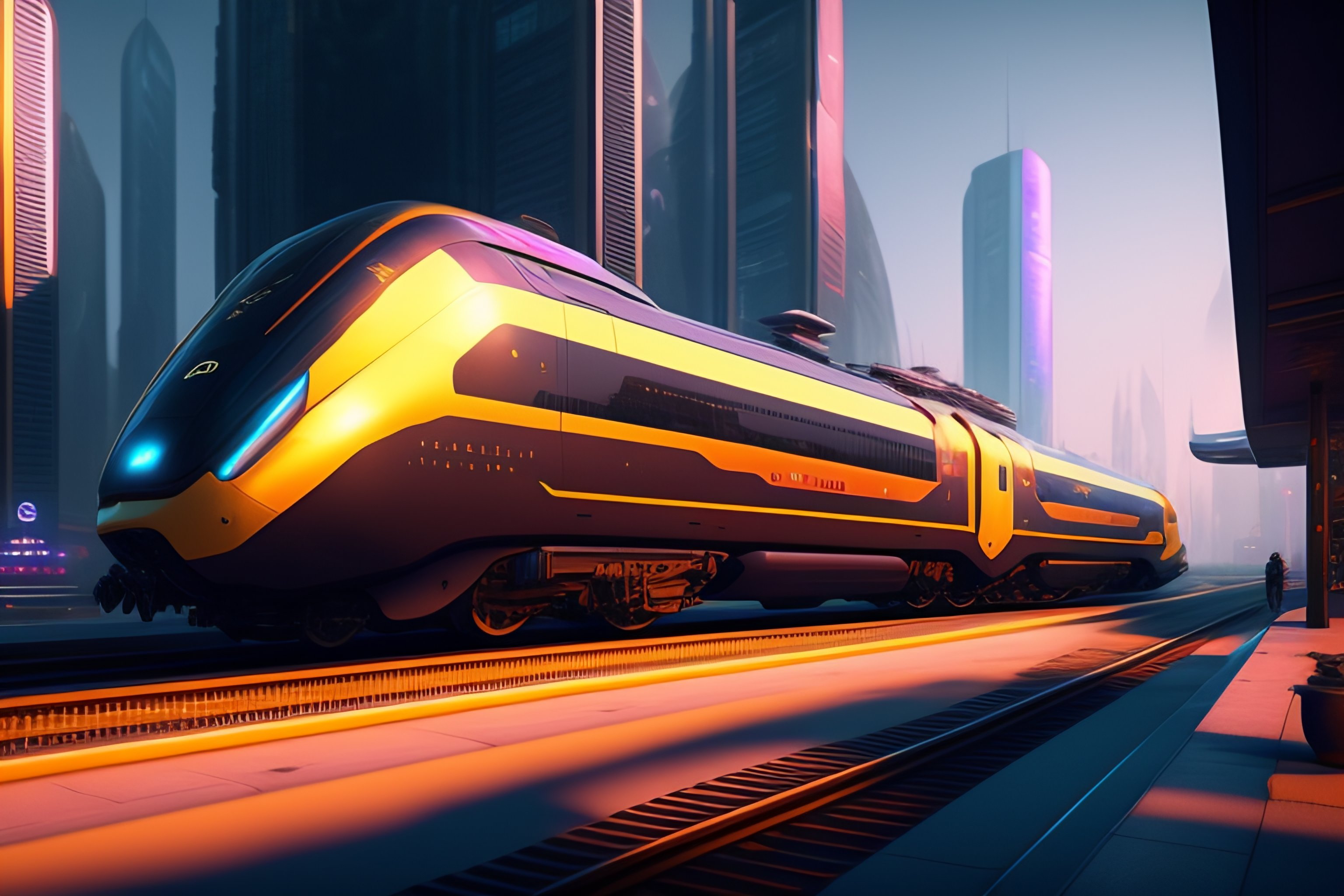 Lexica - A futuristic train goes across futuristic shanghai in 2 0 7 7 ...