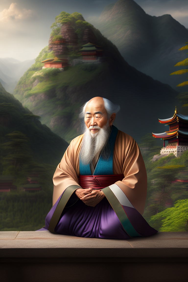 Lexica - Portrait of an old zen master in a chinese village nested in ...