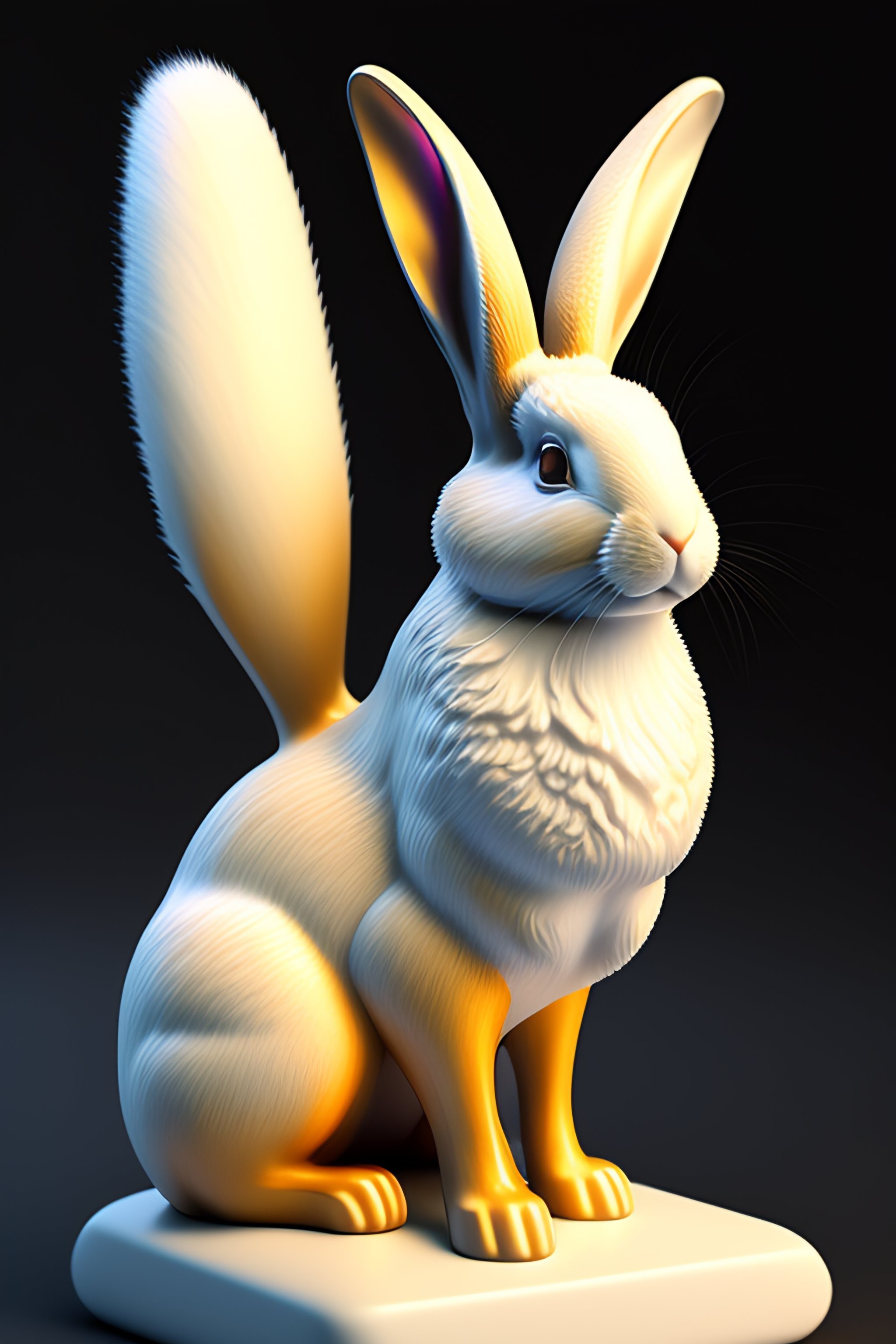 Lexica - 3 d rabbit with realistic white fur e, master painter and art ...