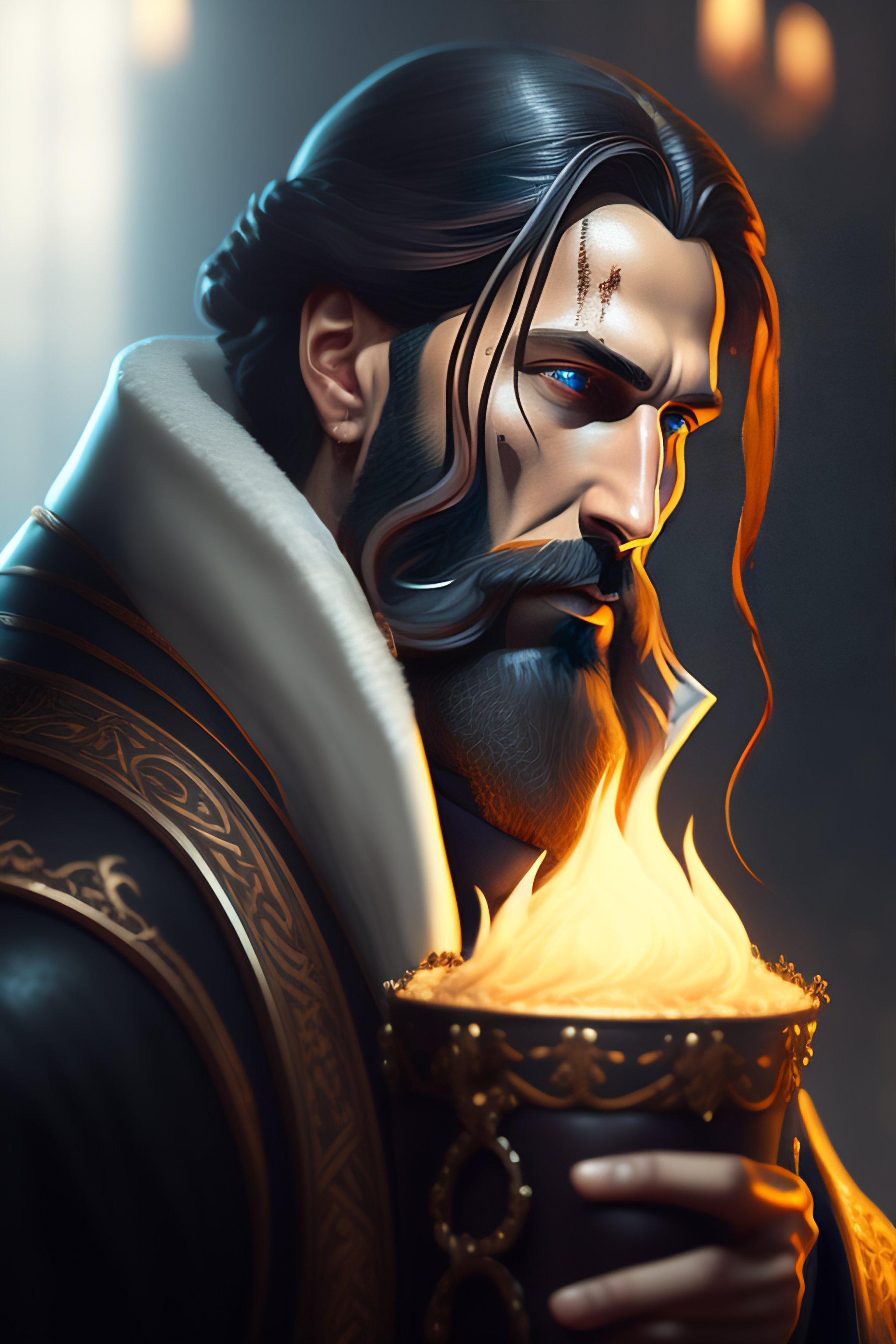 Lexica - Rasputin holding a leather pouch of white powder, necromancer ...