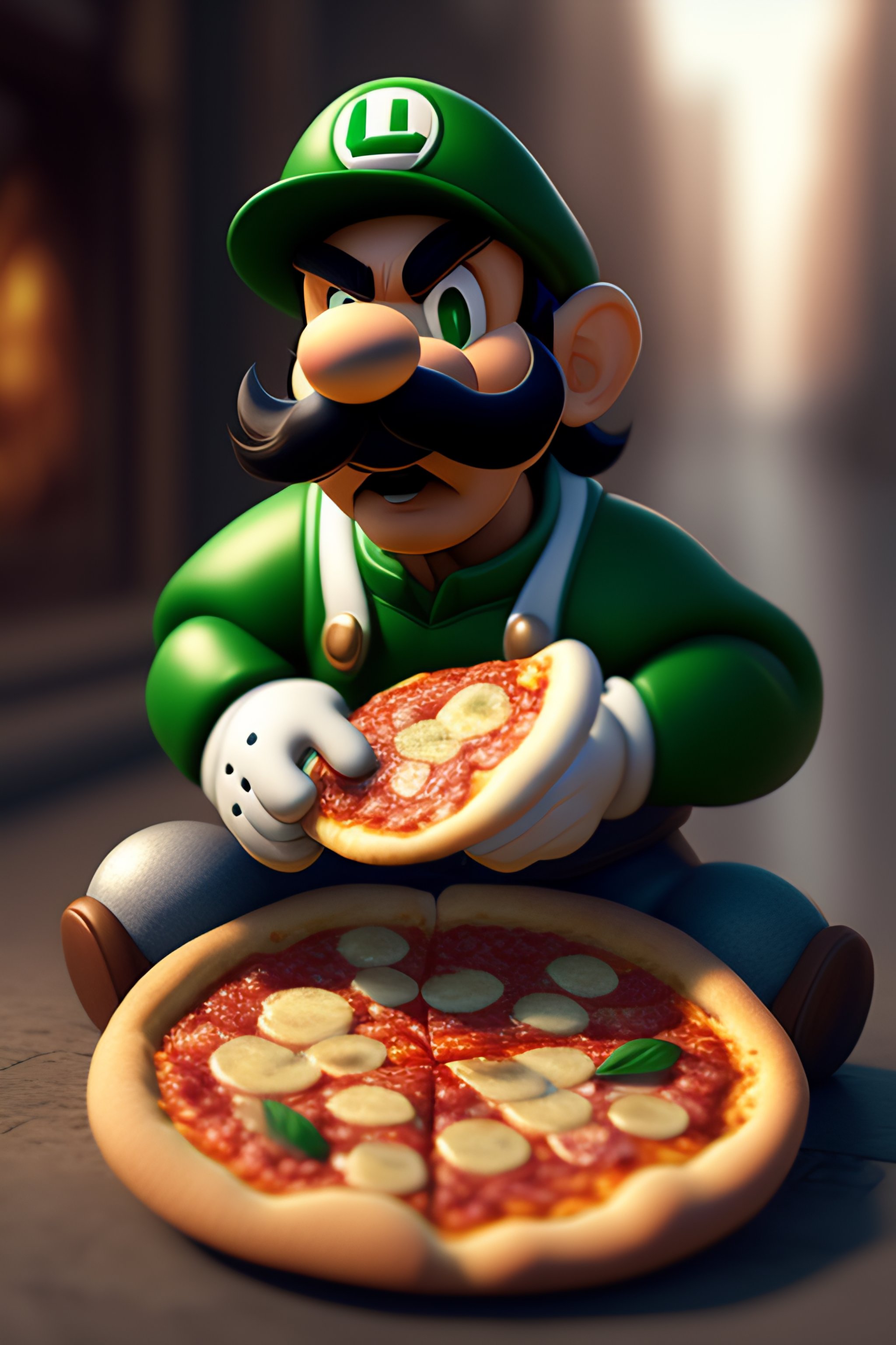 Lexica - Luigi eating pizza, art by wlop, 3d render, octane