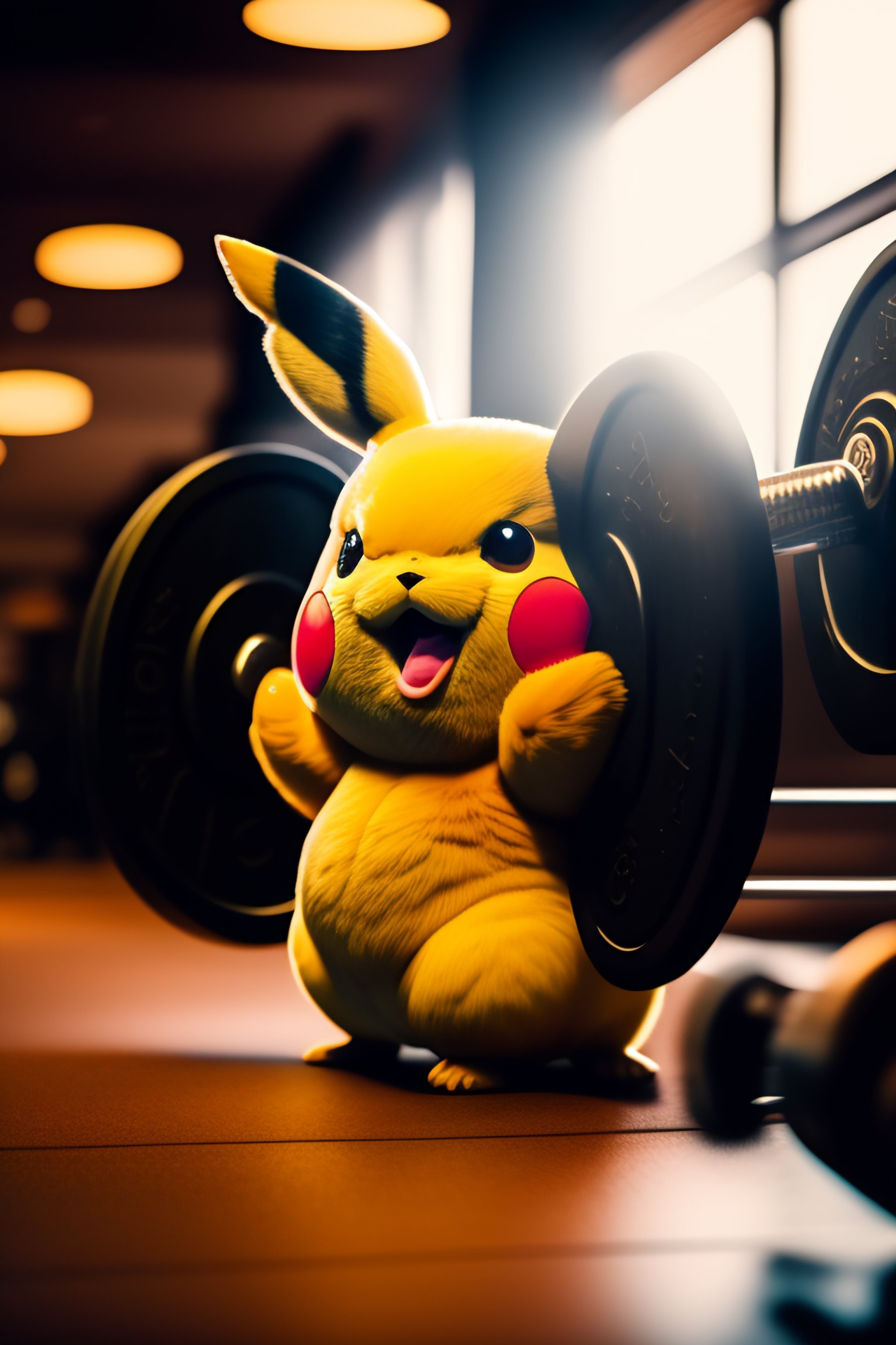 Lexica - Pikachu doing deadlifts and getting swole at a luxury gym ...
