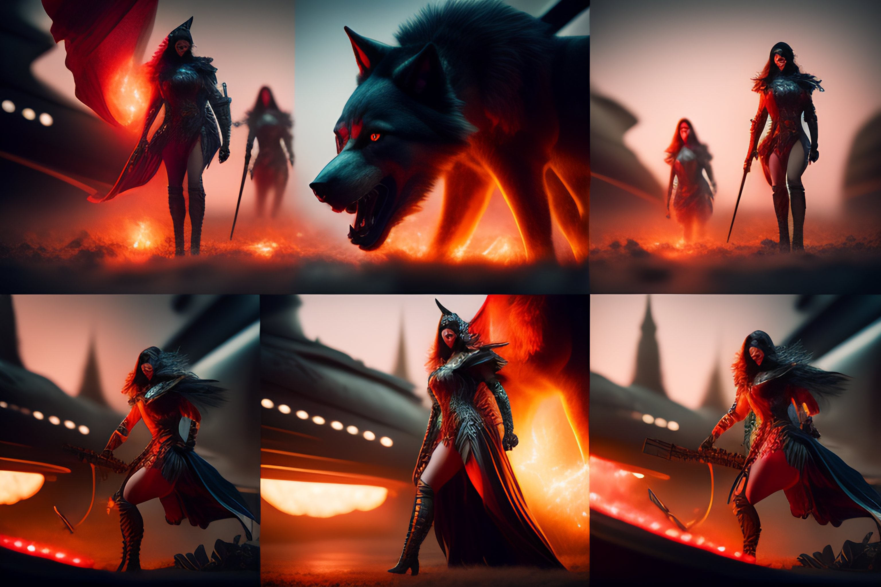 Lexica - A werewolf fighting a group of A team of females of beautiful ...