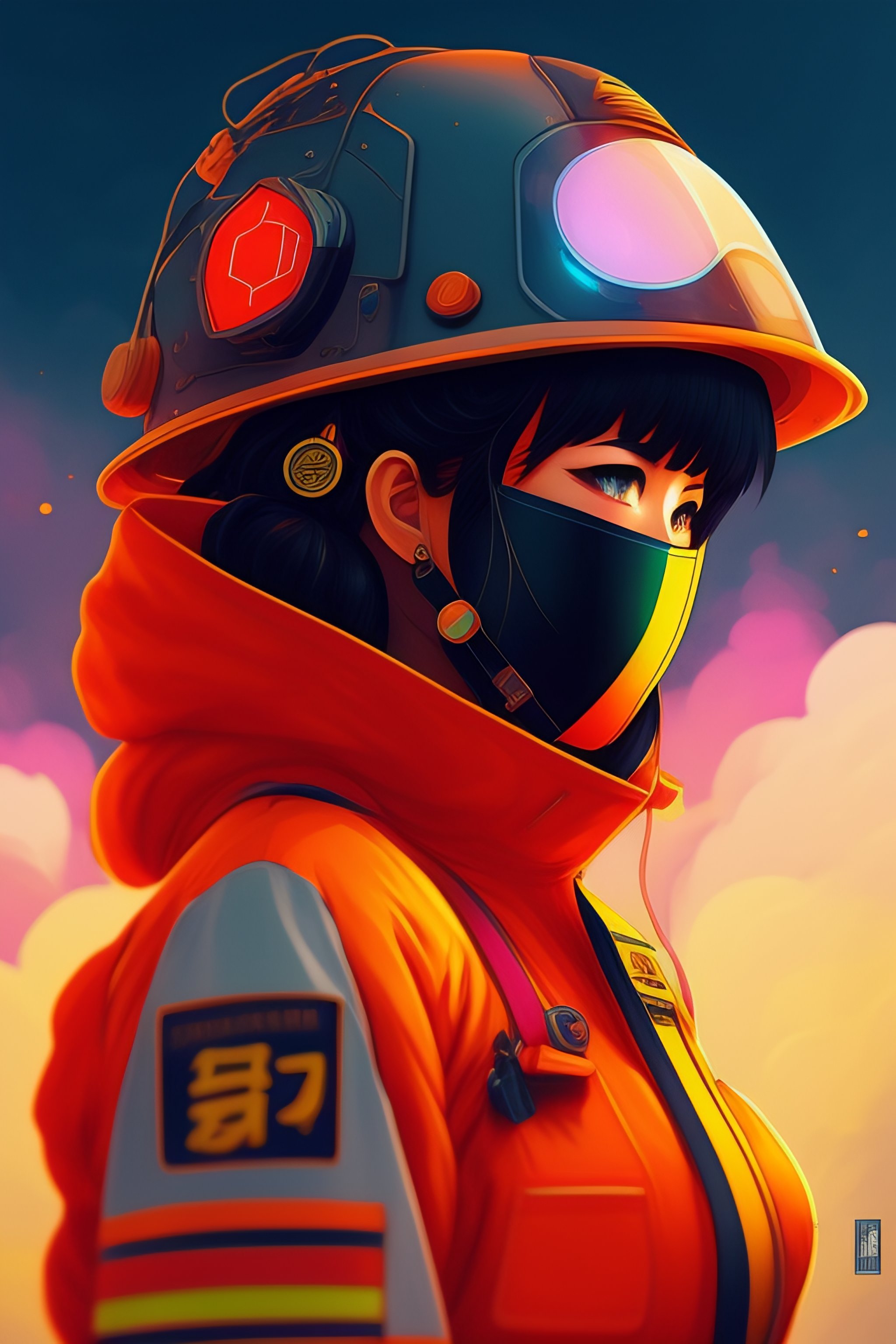 Lexica - A firefighter cyborg ,style of Laurie Greasley, studio ghibli ...