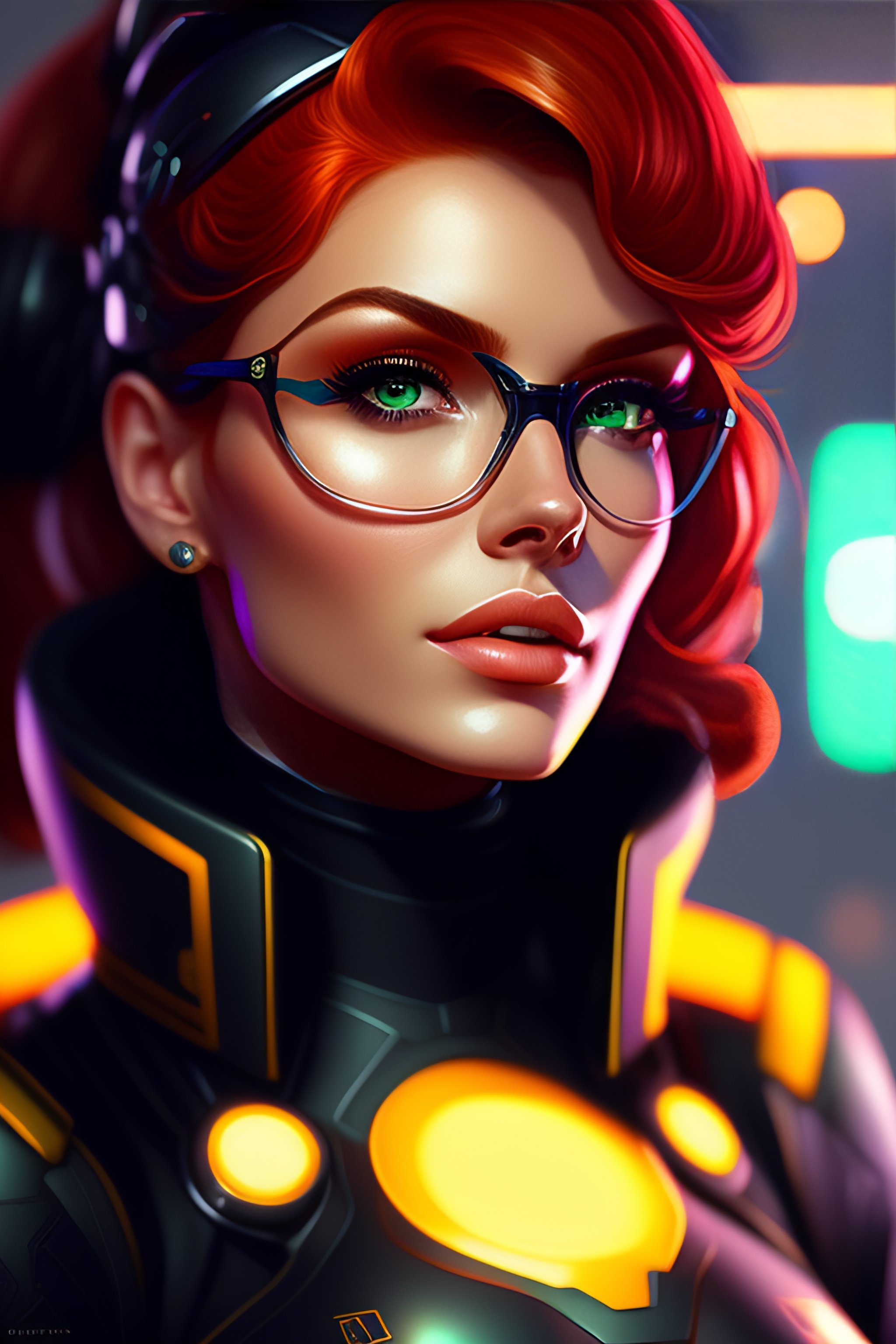 Lexica - SARA FREGONAS portrait, redhead, round face, green eyes ...