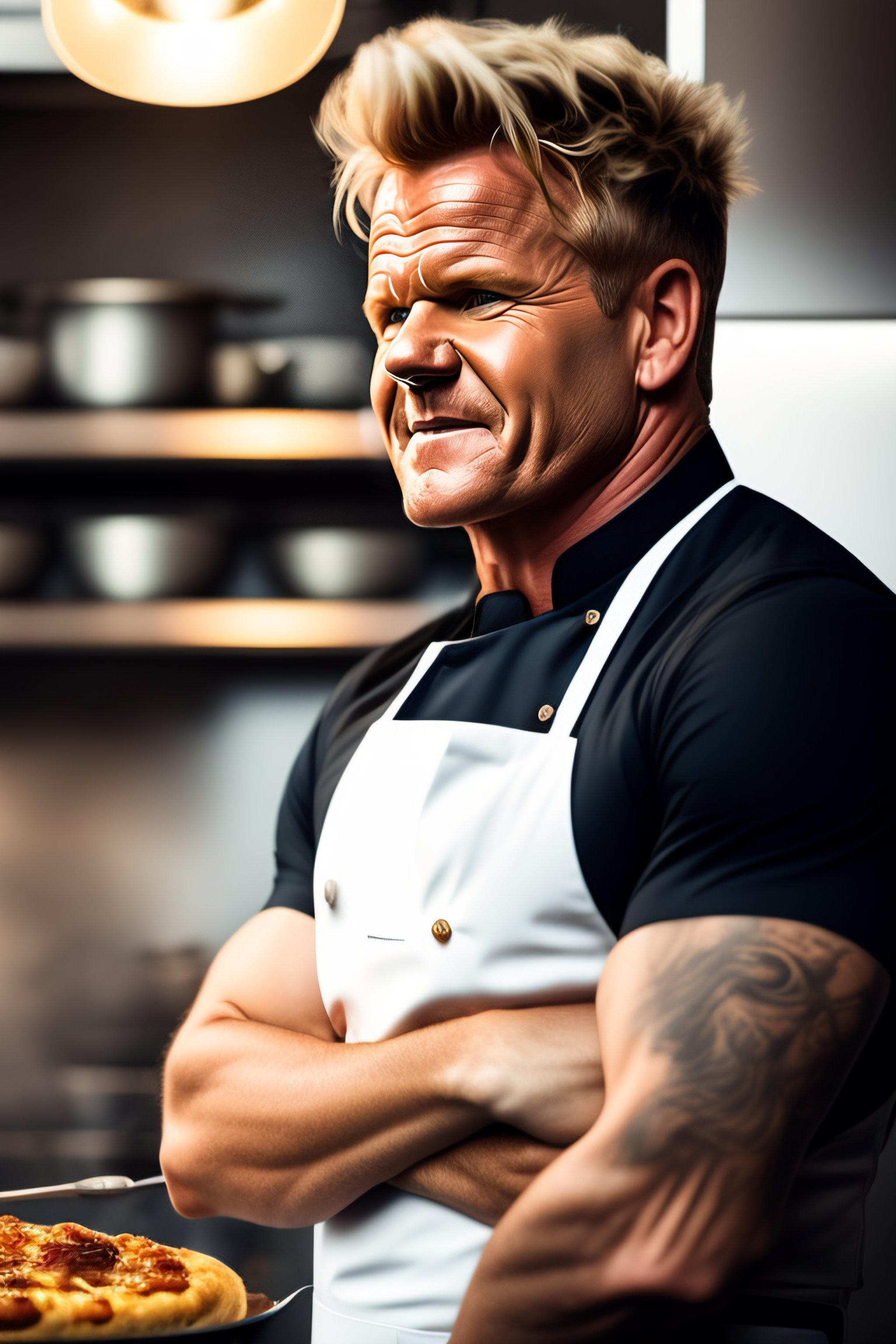 Lexica - Portrait of Gordon Ramsay cooking in a kitchen