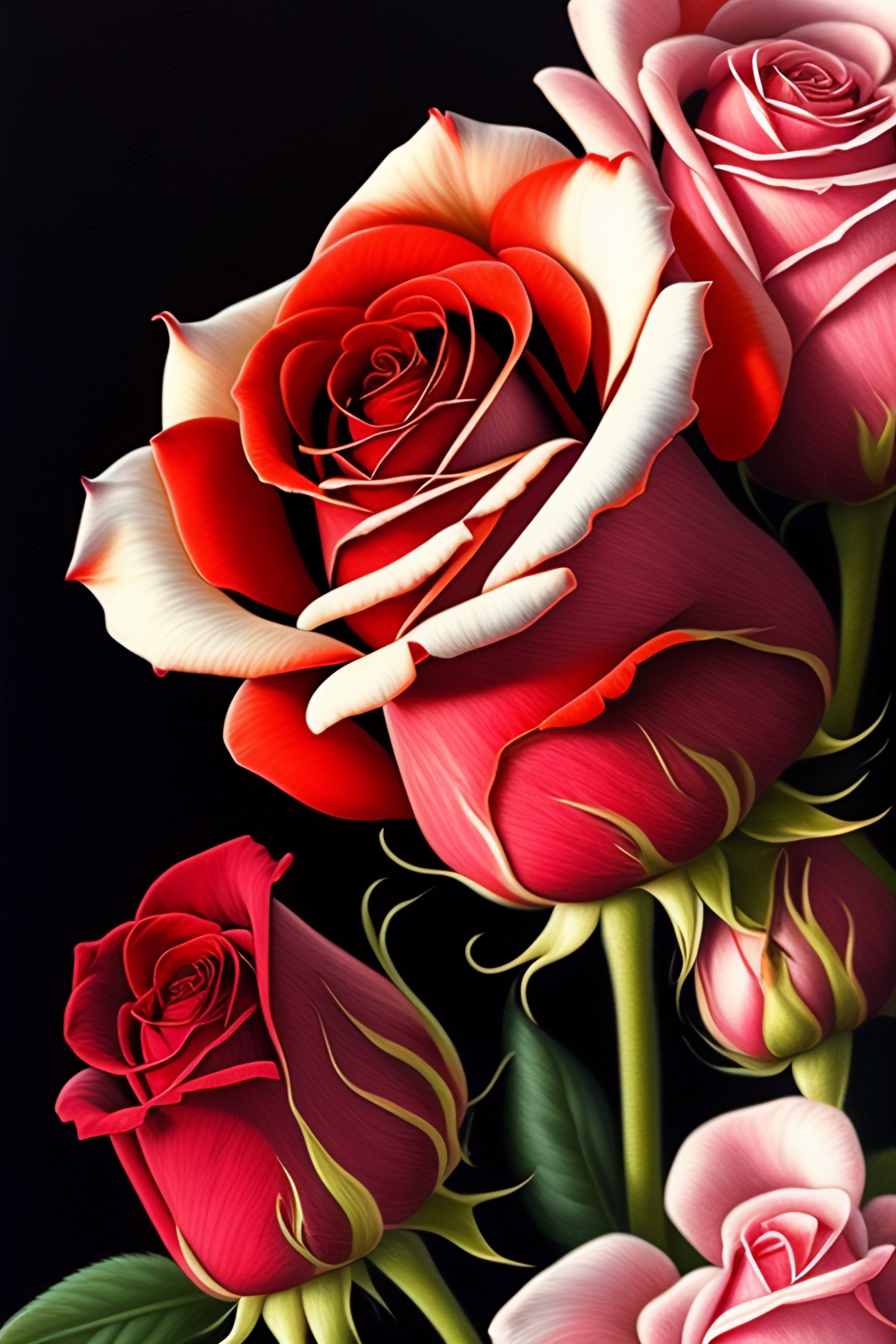 Lexica - Colored pencil art, red and white roses, highly detailed ...