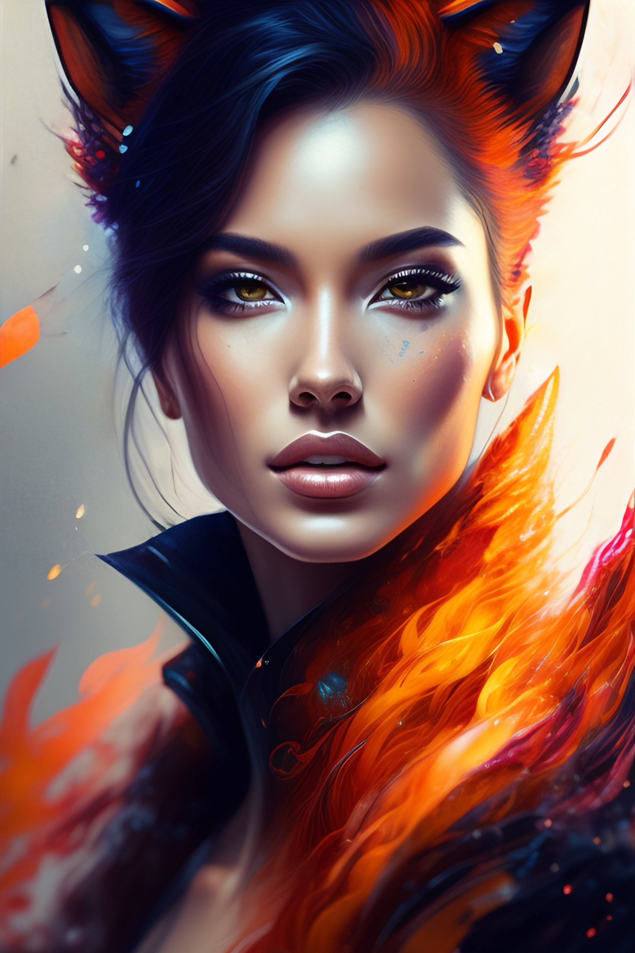 Lexica - Professional portrait of a firey fox, abstract beauty ...