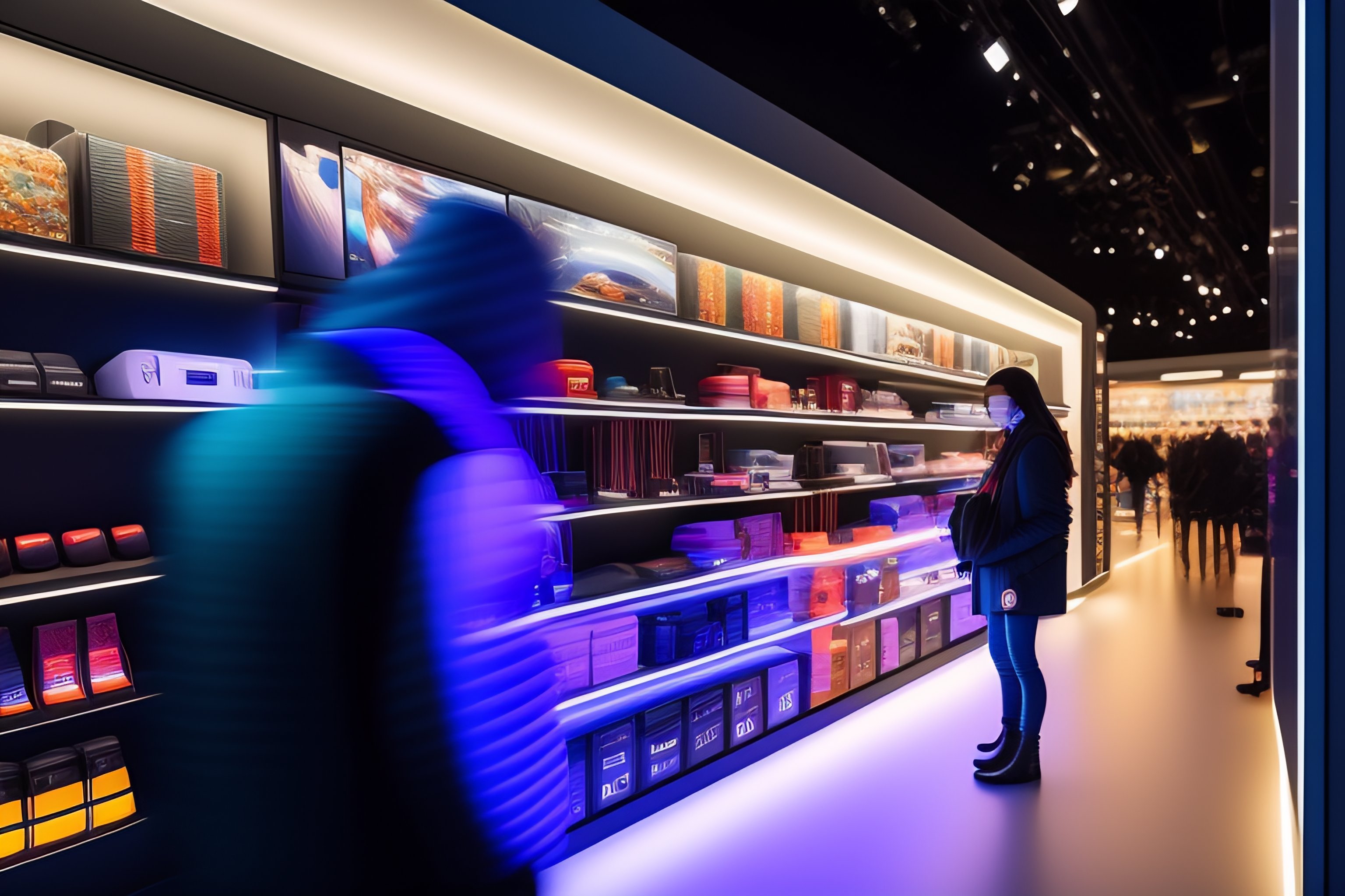 Lexica - A futuristic store with electronic products, holograms of ...