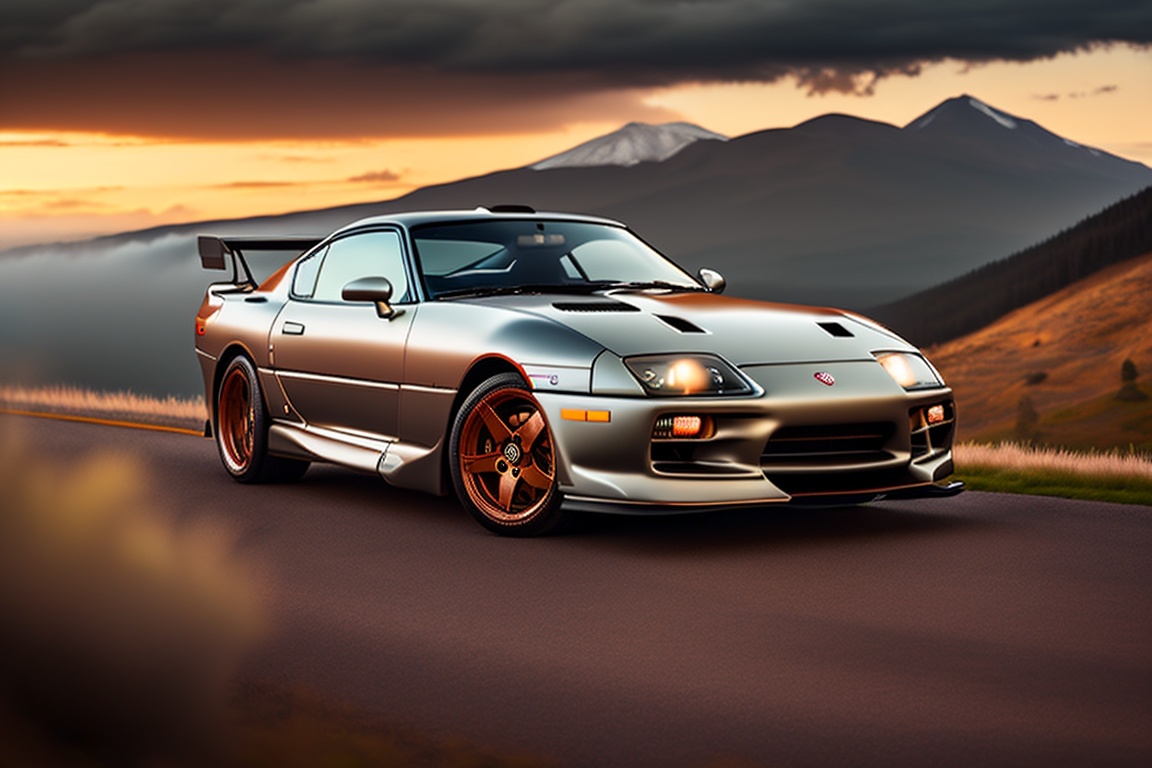 Lexica - In the midst of a cloudy and somber day, an aged Supra stands ...