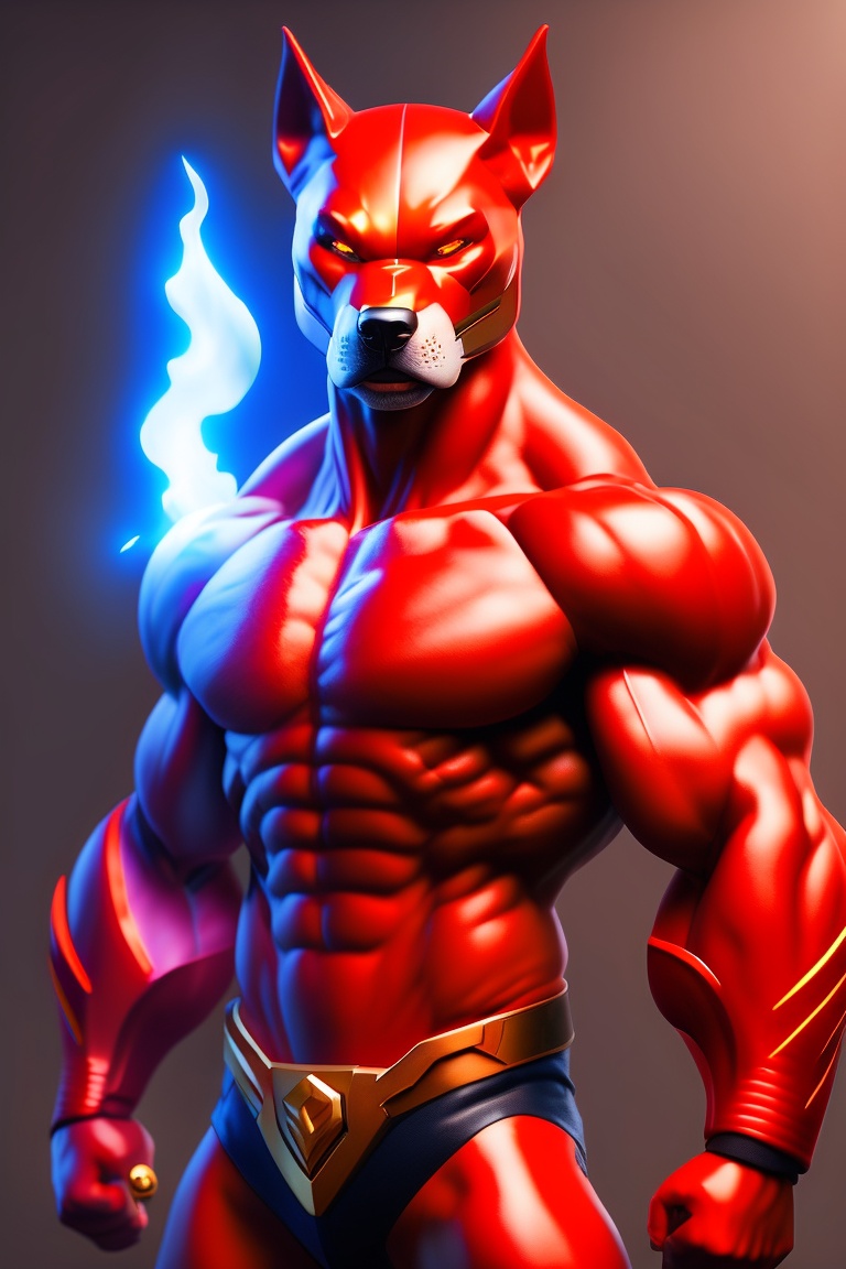 Lexica - A slim muscular built red dog humanoid with dual fire blade ...