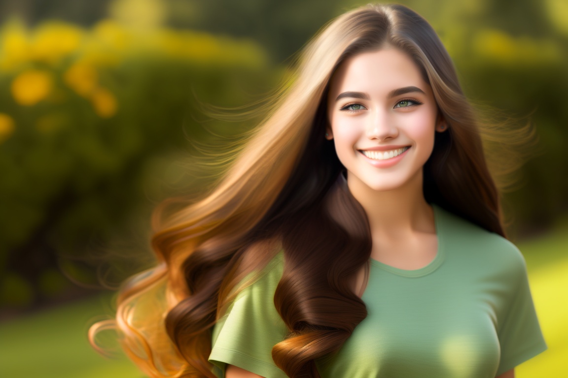 Lexica - A beautiful 19 year old girl who wears light green t shirt and ...