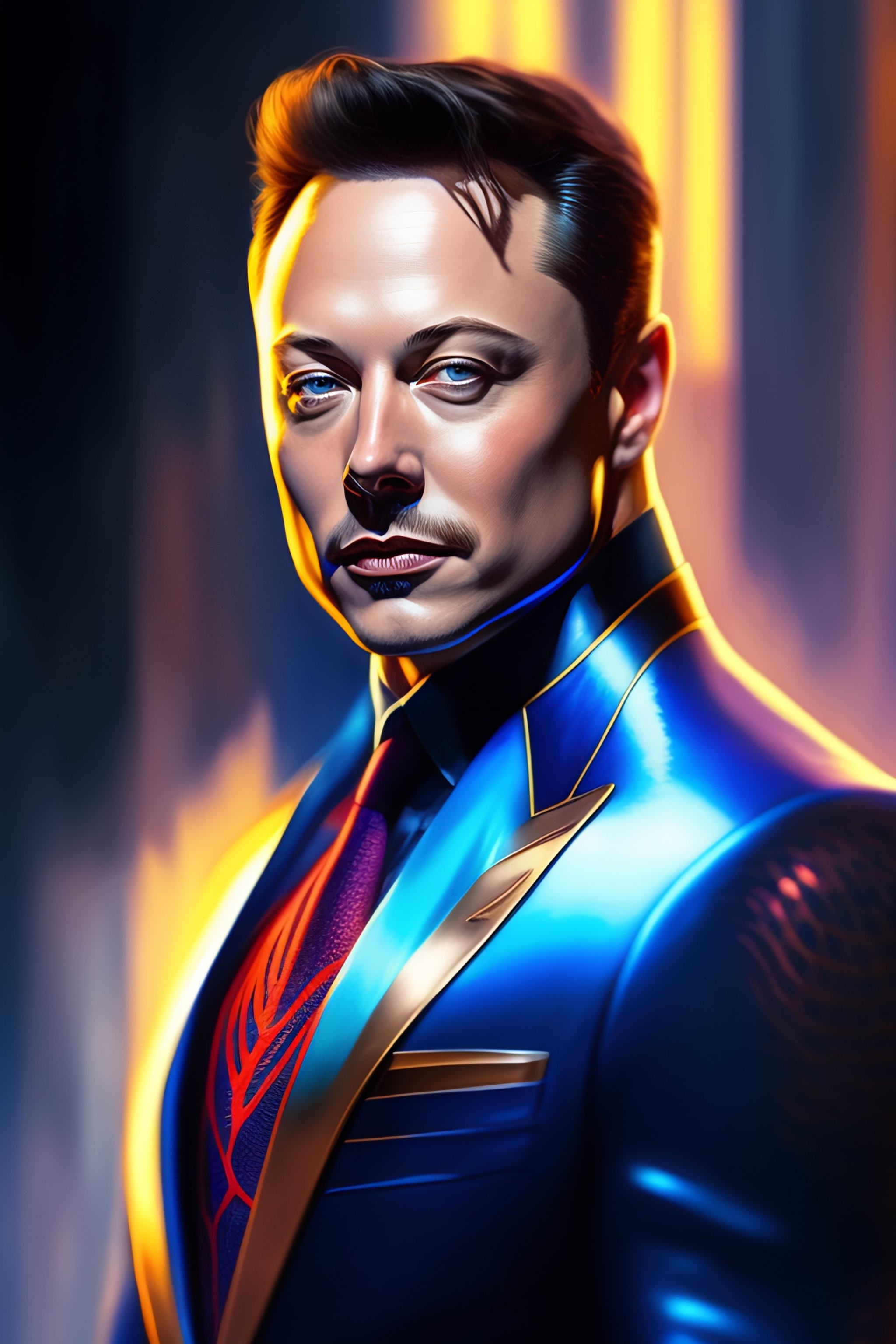 Lexica - Elon musk as a blue suit spider man, realistic portrait ...