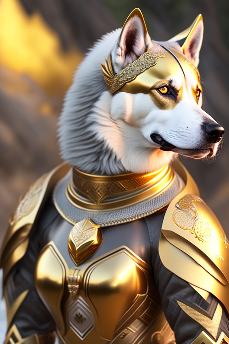 Lexica - Husky, gold, combat armor, Fenrir, lace