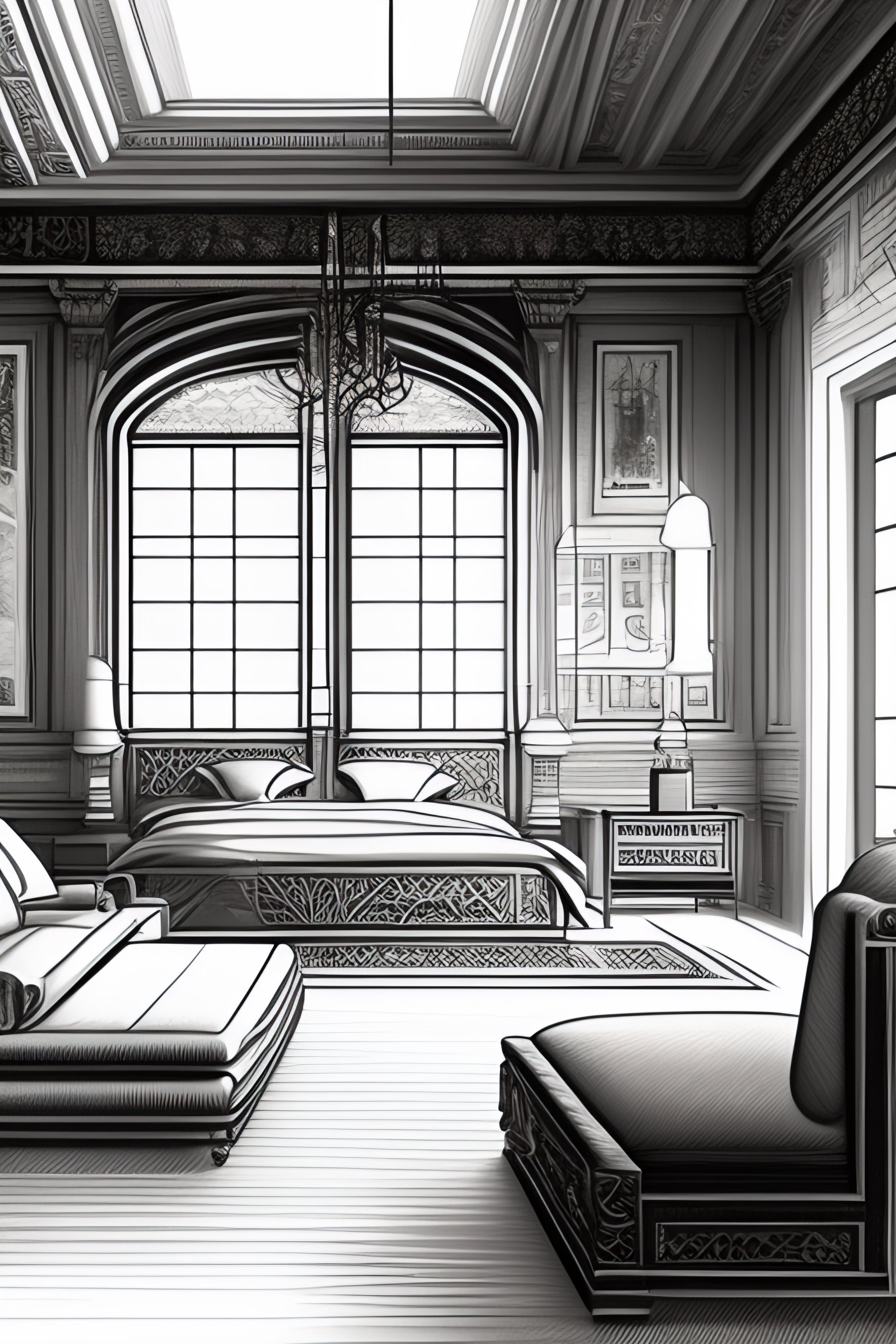 Lexica - Annotated highly, detailed and intricate, sketch of a room
