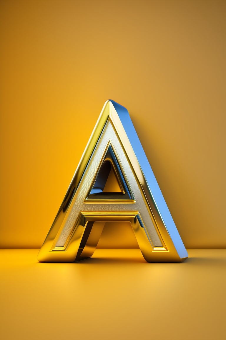 Lexica - 3D typography of letter AHAD, on a yellow background with ...