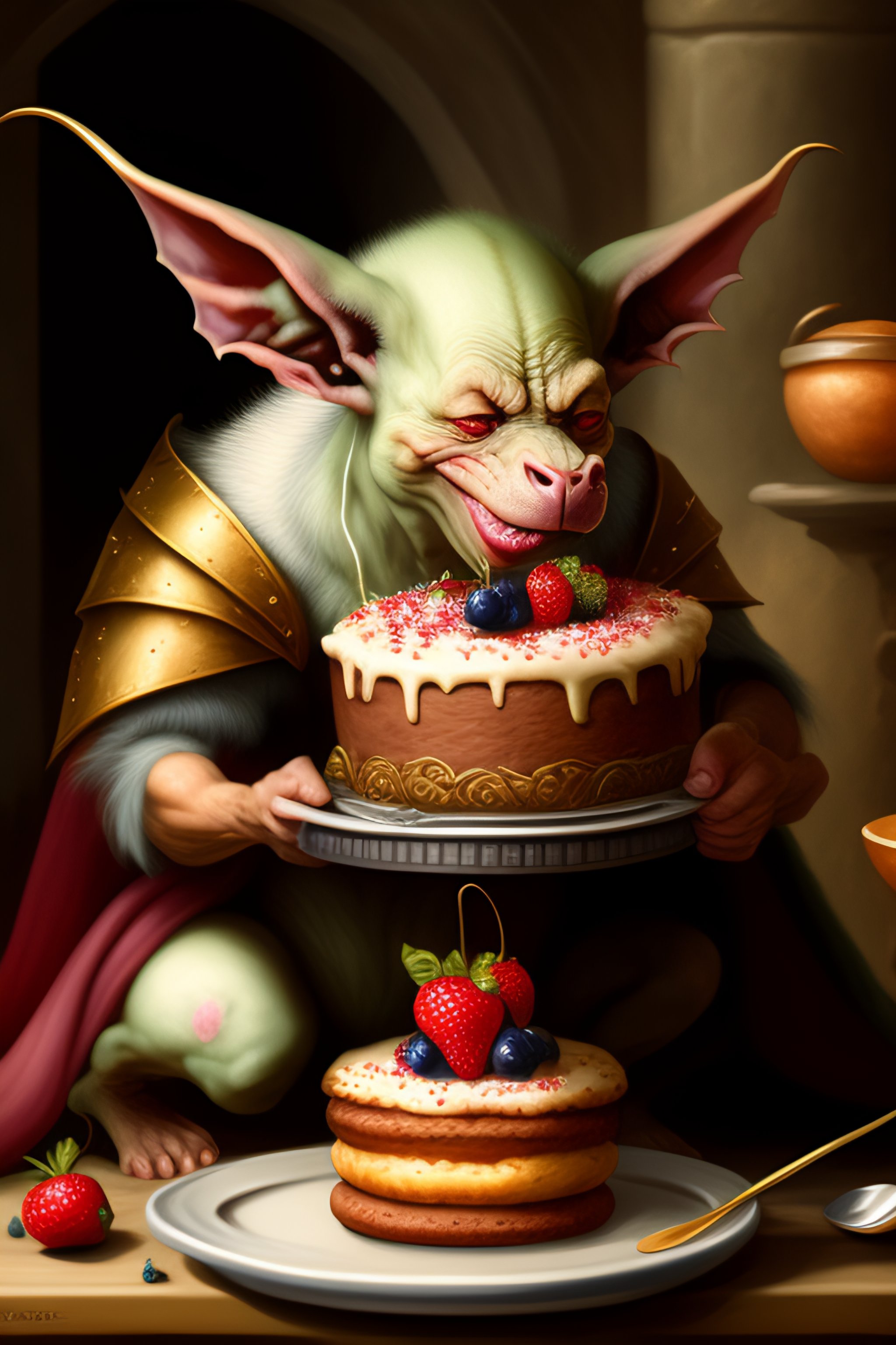 Lexica - Medieval goblin eating cakes painted by hieronymus bosch ...