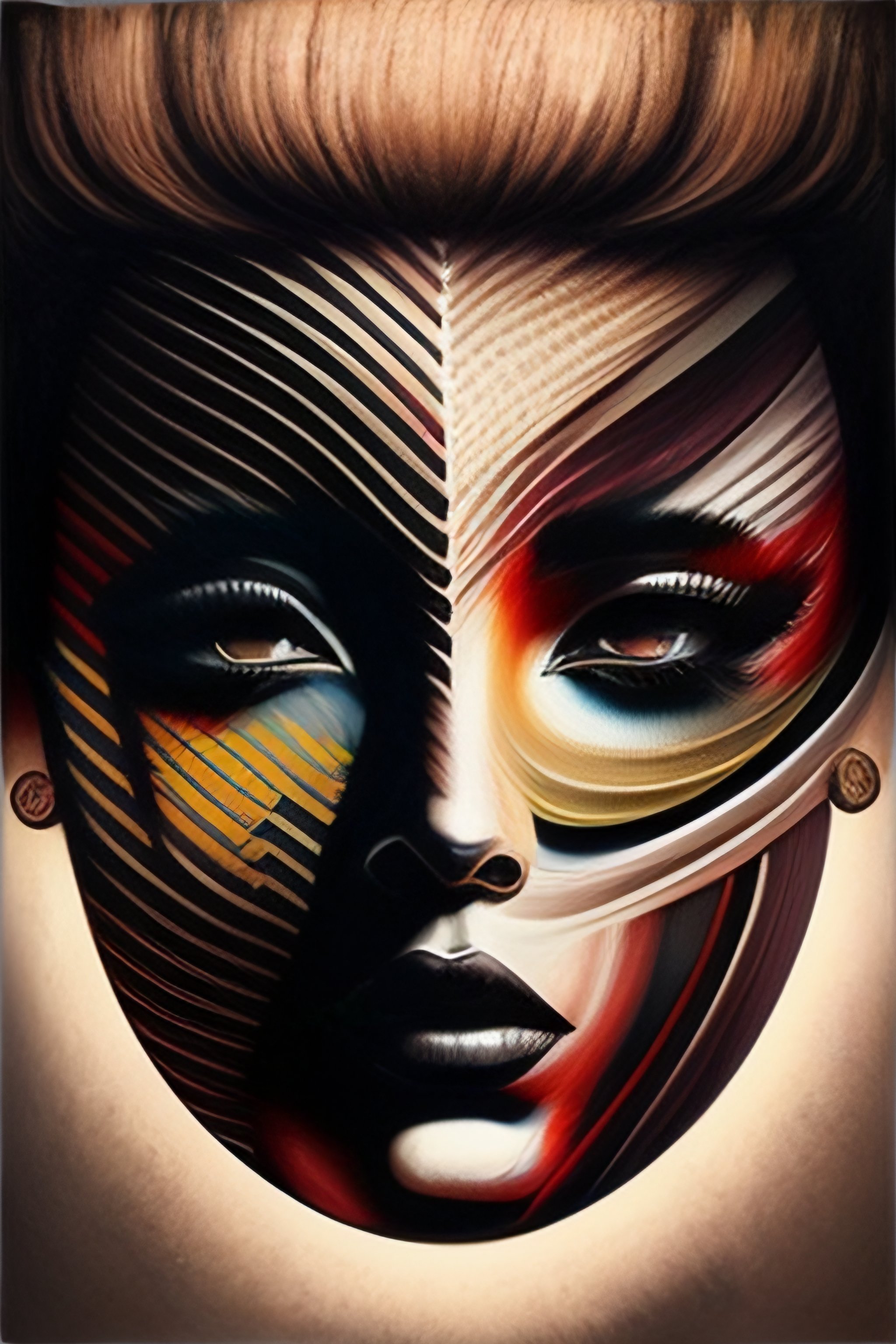 Lexica - Abstract creepy face drawn with lines