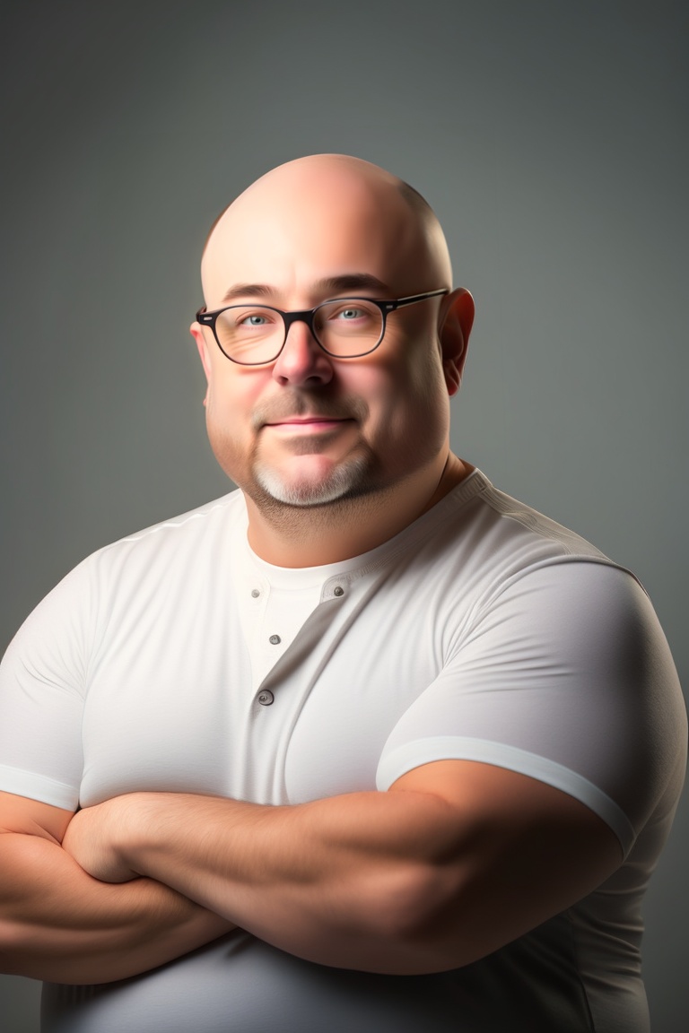 Lexica - Man, white, 50 years old, medium fat, barber, bald, with ...