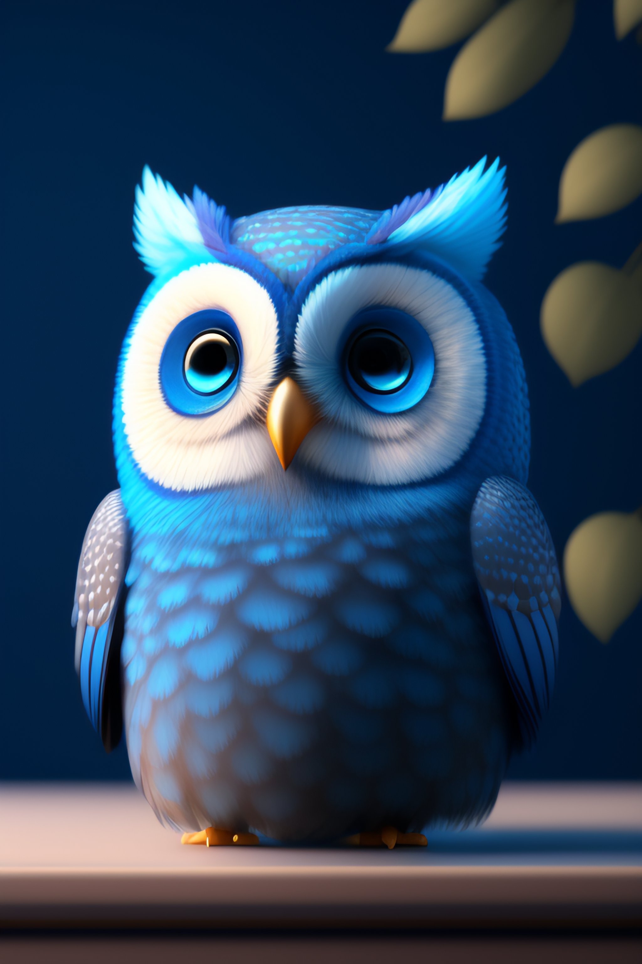 Lexica - Cute small blue owl waving hello unreal engine, cozy indoor ...
