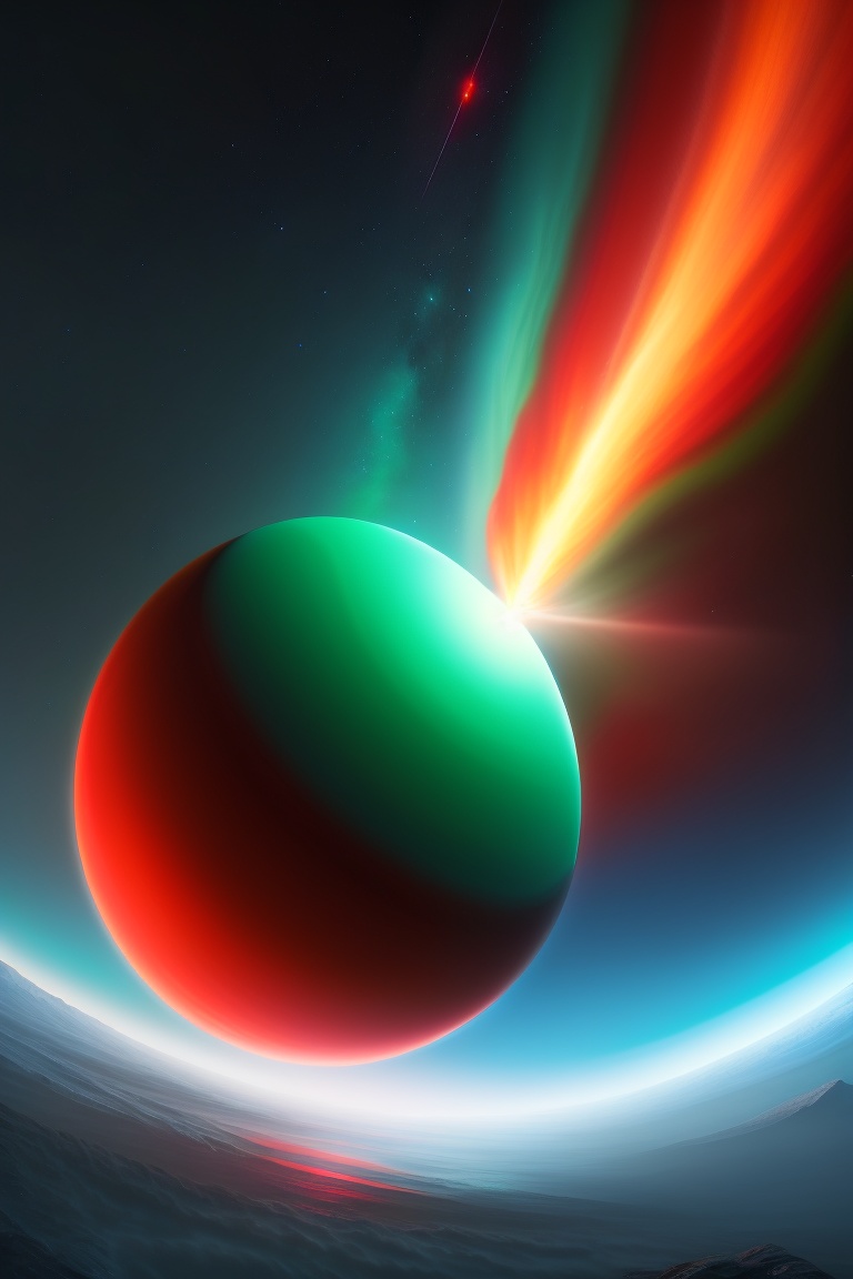 Lexica - A giant red hot meteor with a long trail barreling through the ...