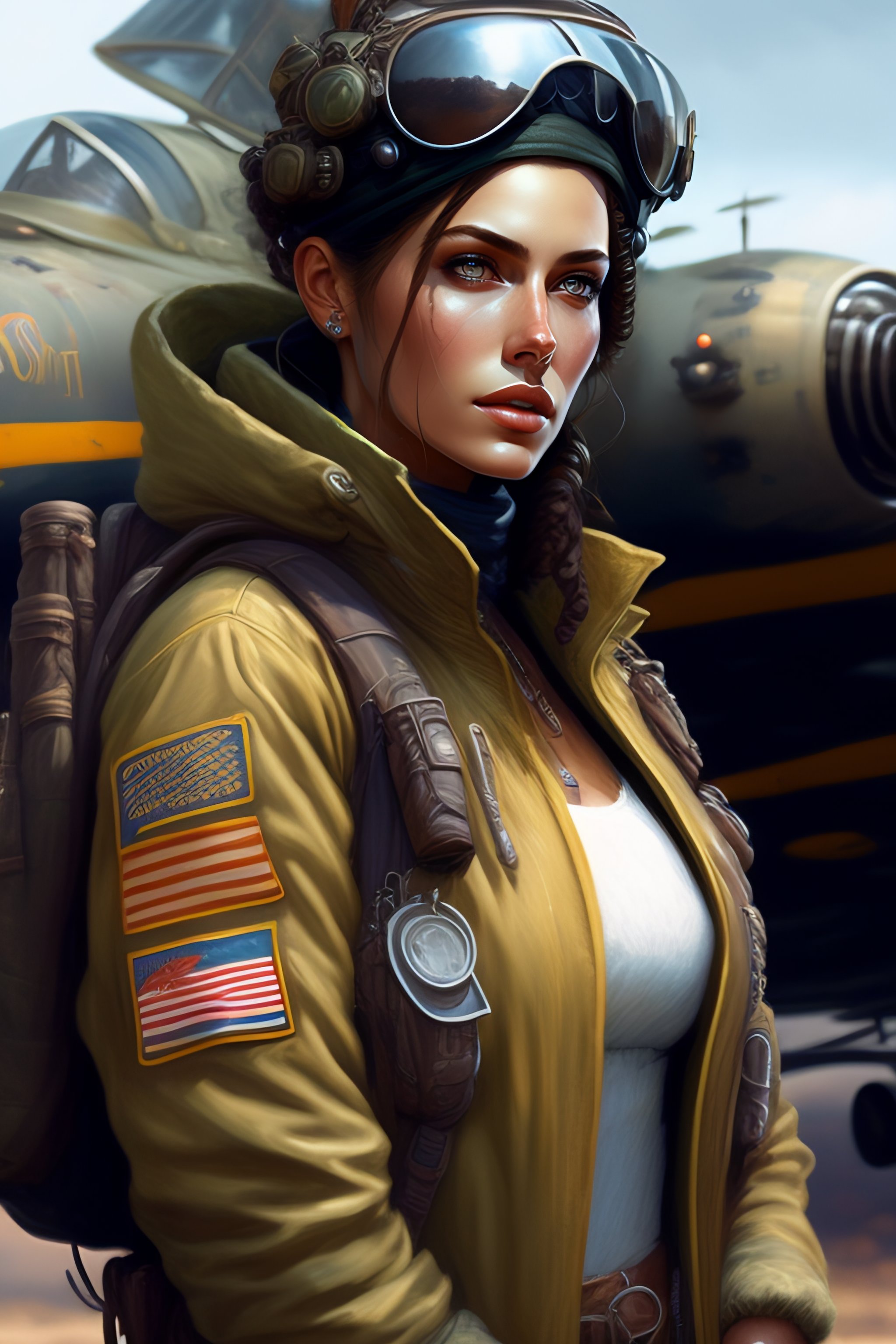 Lexica - A full portrait of a beautiful post apocalyptic bomber pilot ...