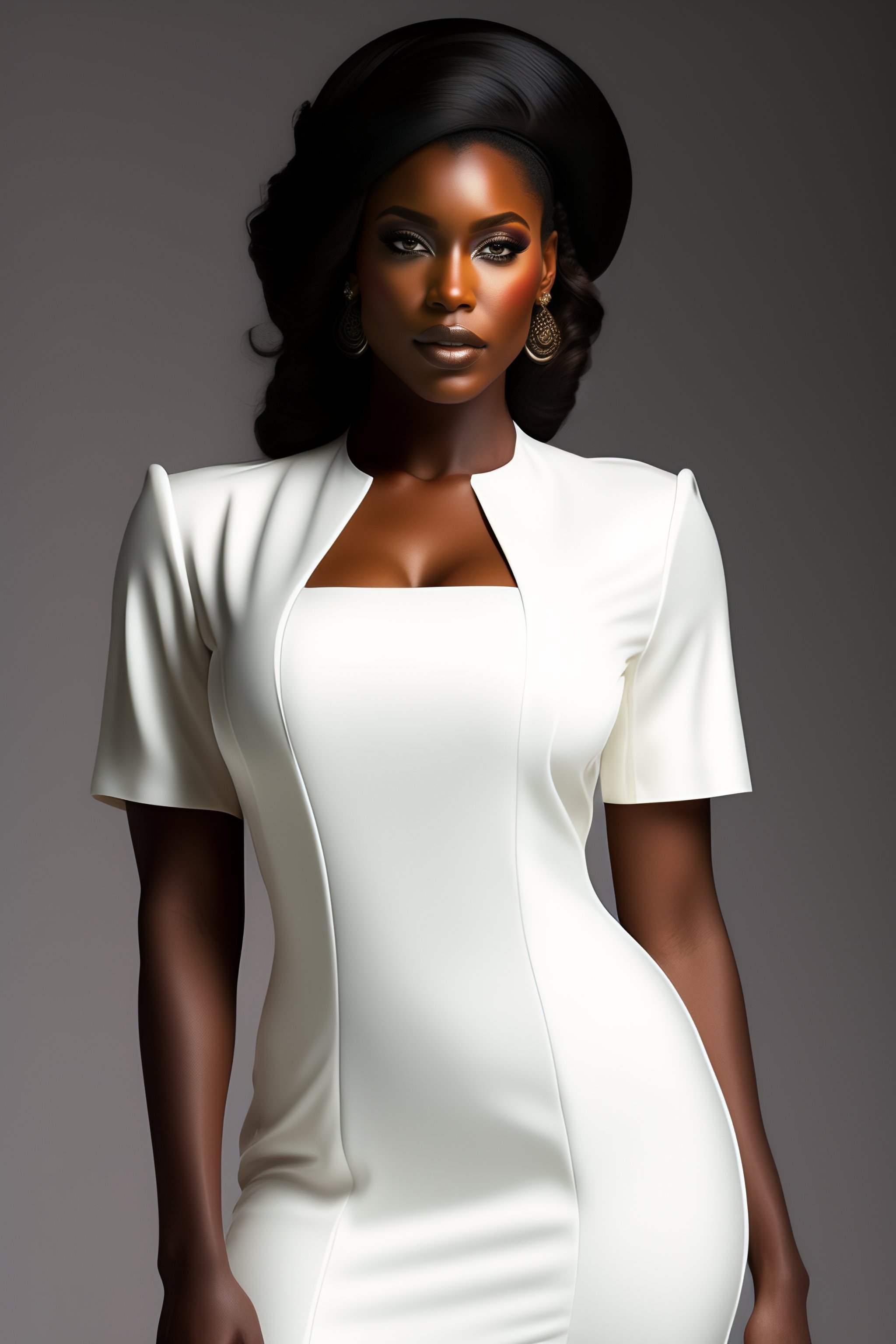 Lexica - Beautiful ebony model in white garment