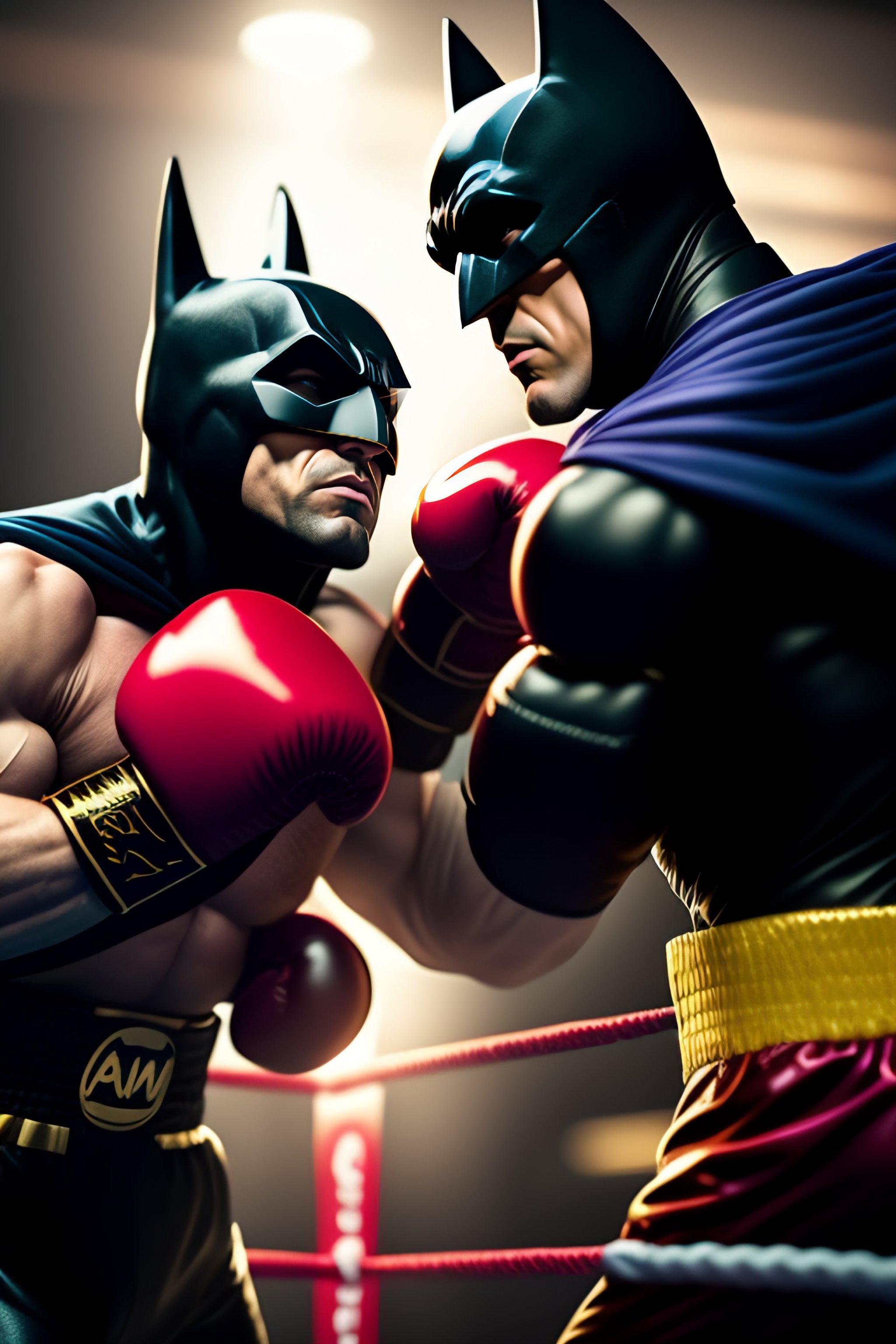 Lexica - Batman fighting Conner Magregor in a boxing ring.