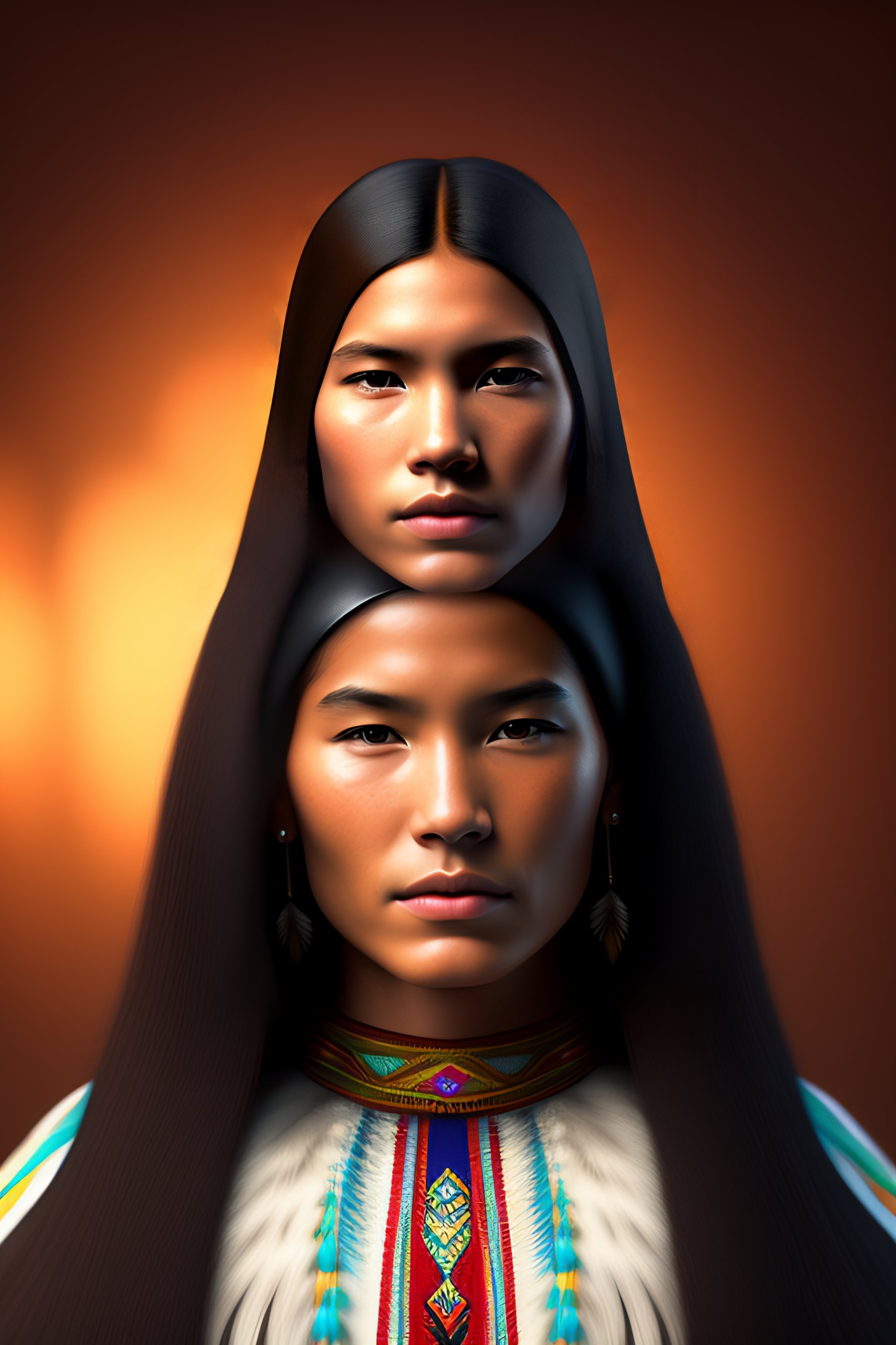 Lexica - Native american young female portrait in 3d digital art change ...