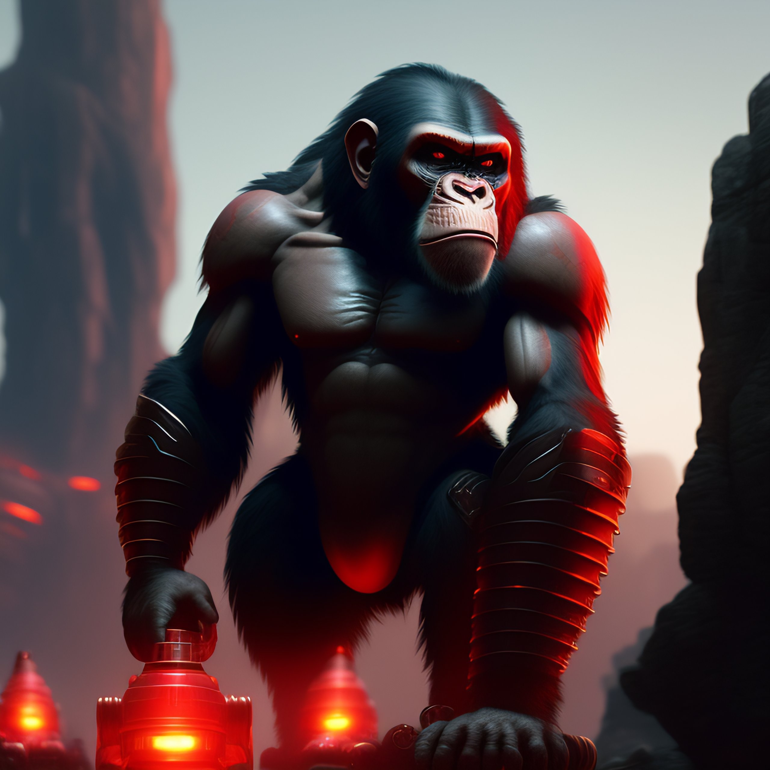 Lexica - A biomechanical cyborg bored ape from planet of the apes, with ...