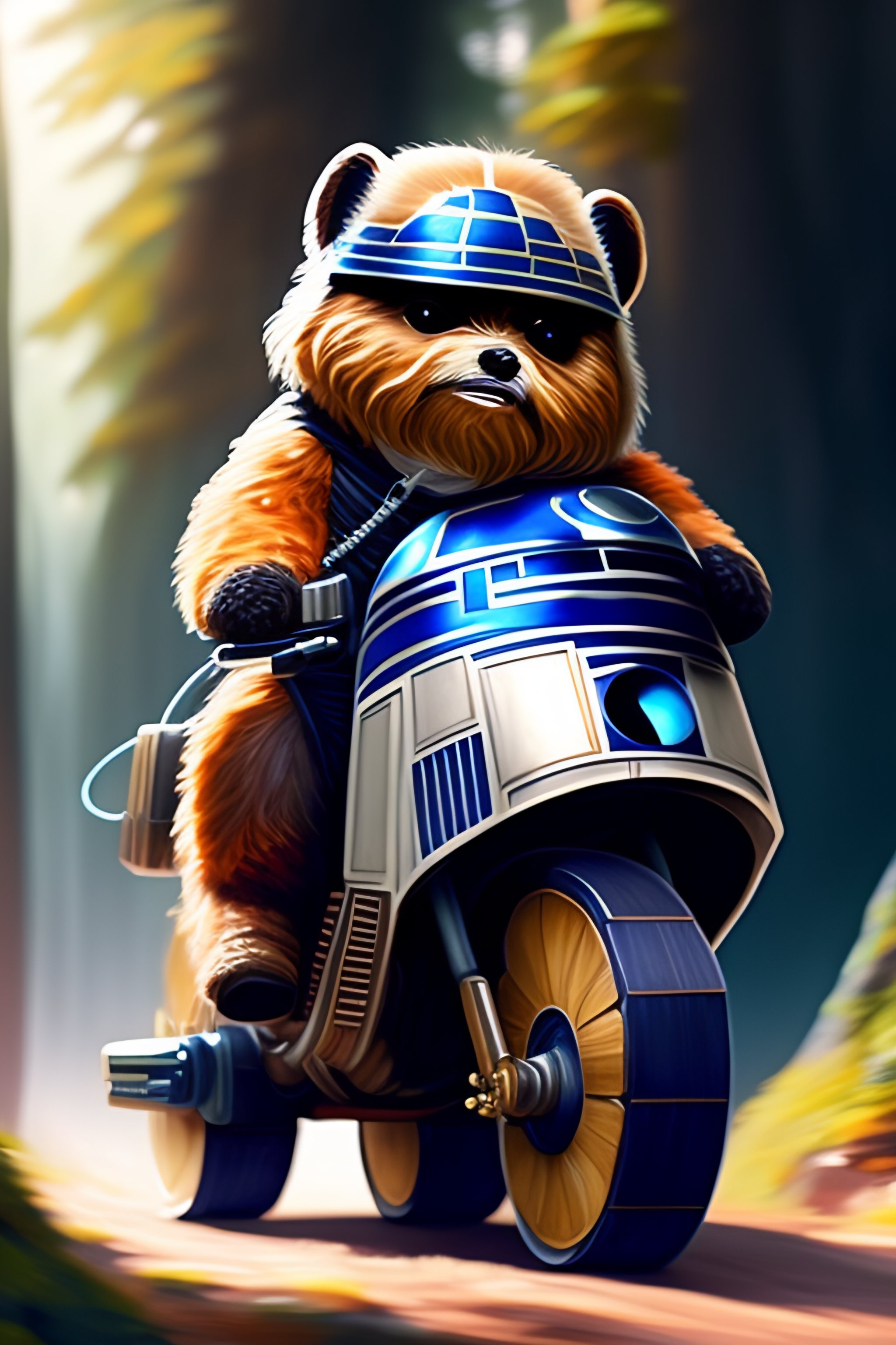 Lexica - An Ewok riding R2D2. Key Art. Fantasy Illustration. award ...