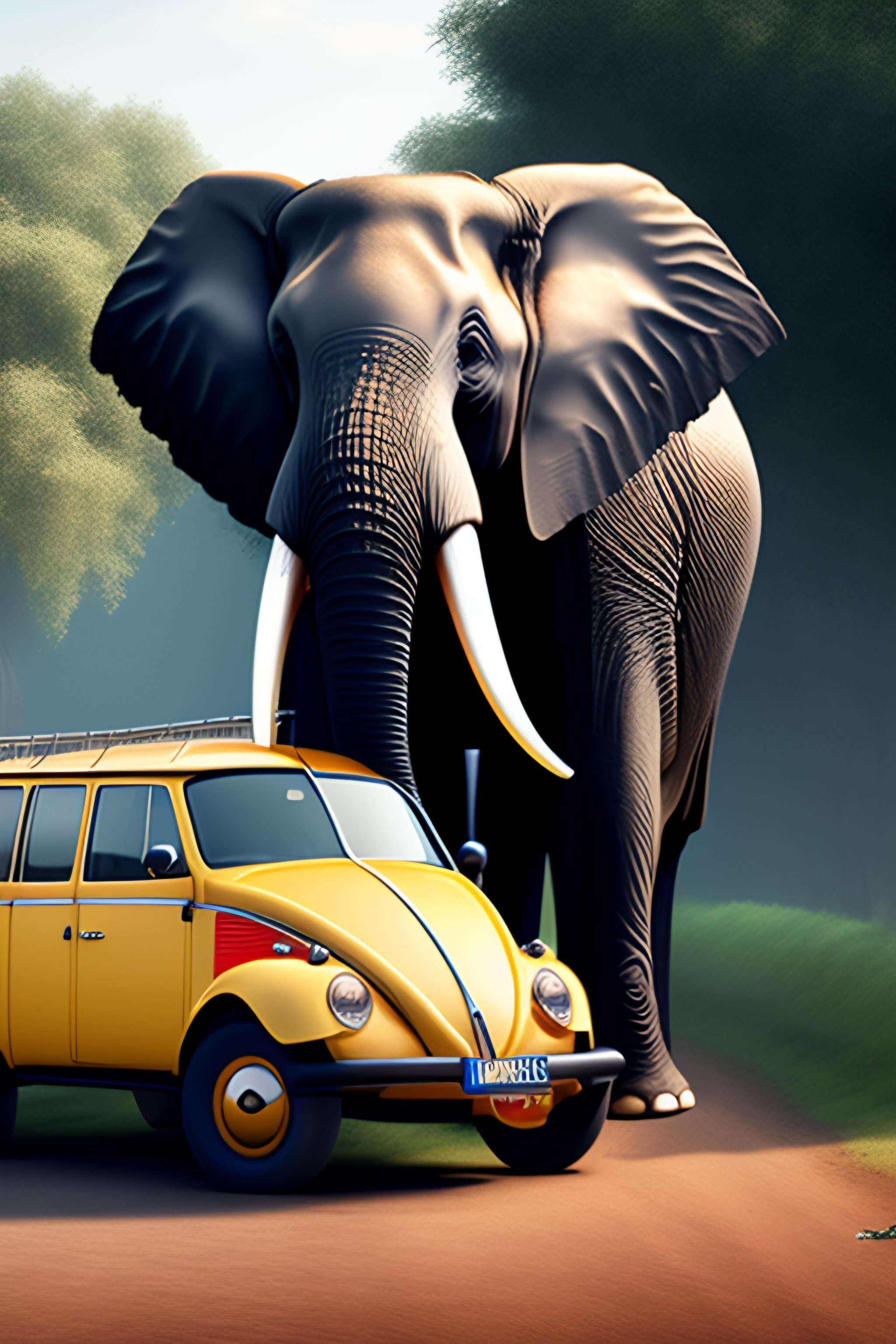 Lexica - Elephant driving Volkswagen, 4 k realistic, photorealistic ...