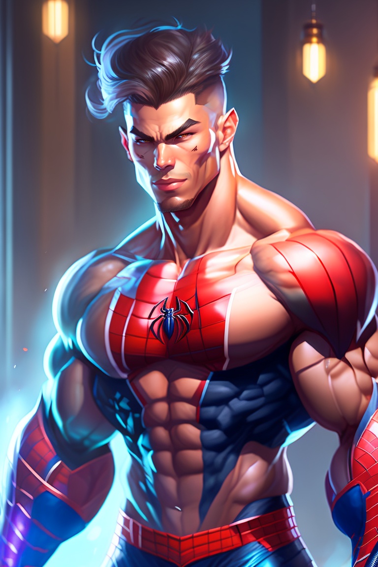 Lexica - Full body potrait of super muscular ripped body as spiderman ...