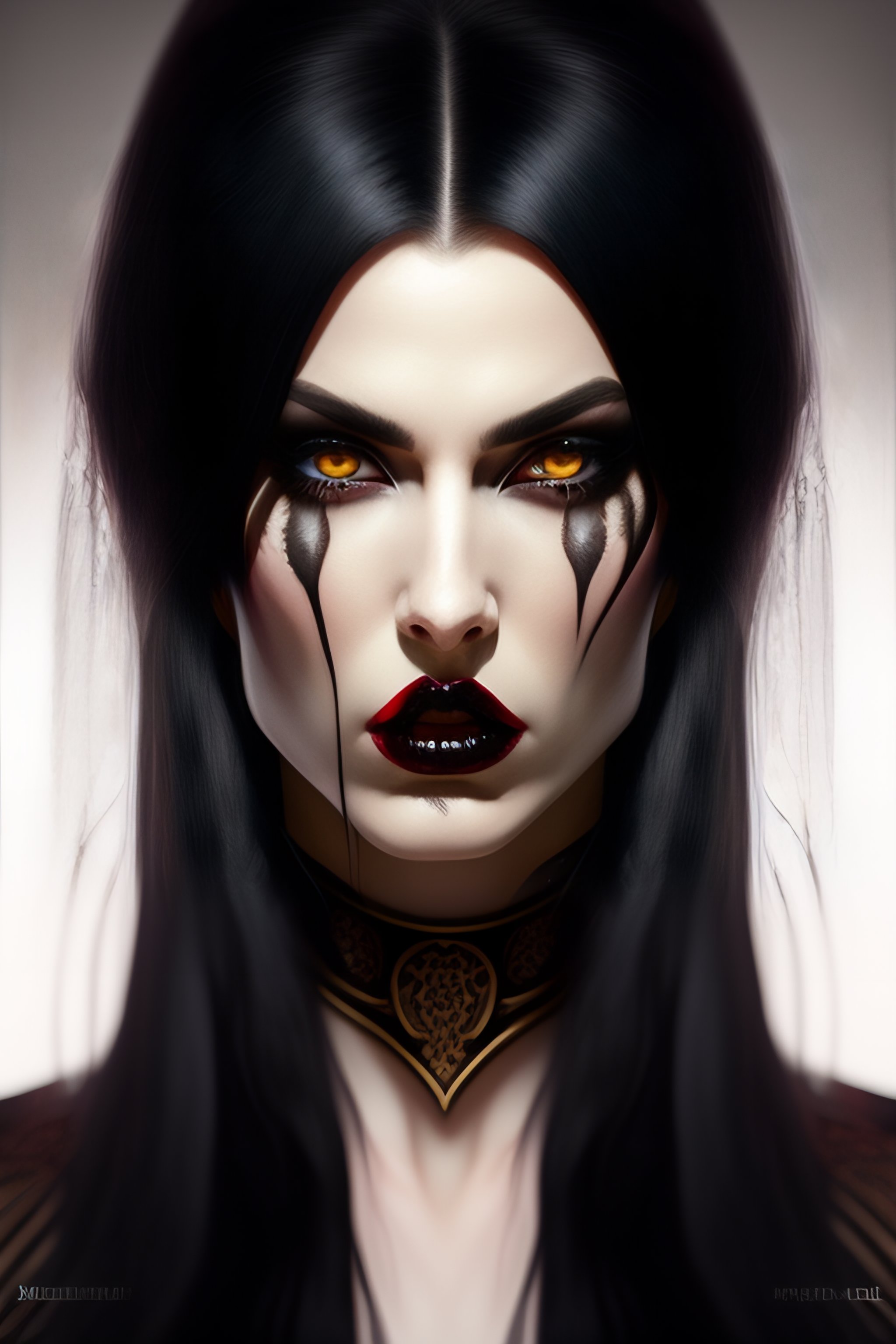 Lexica - Dark Haired Goth Queen on knees psychopathic stare with tongue ...
