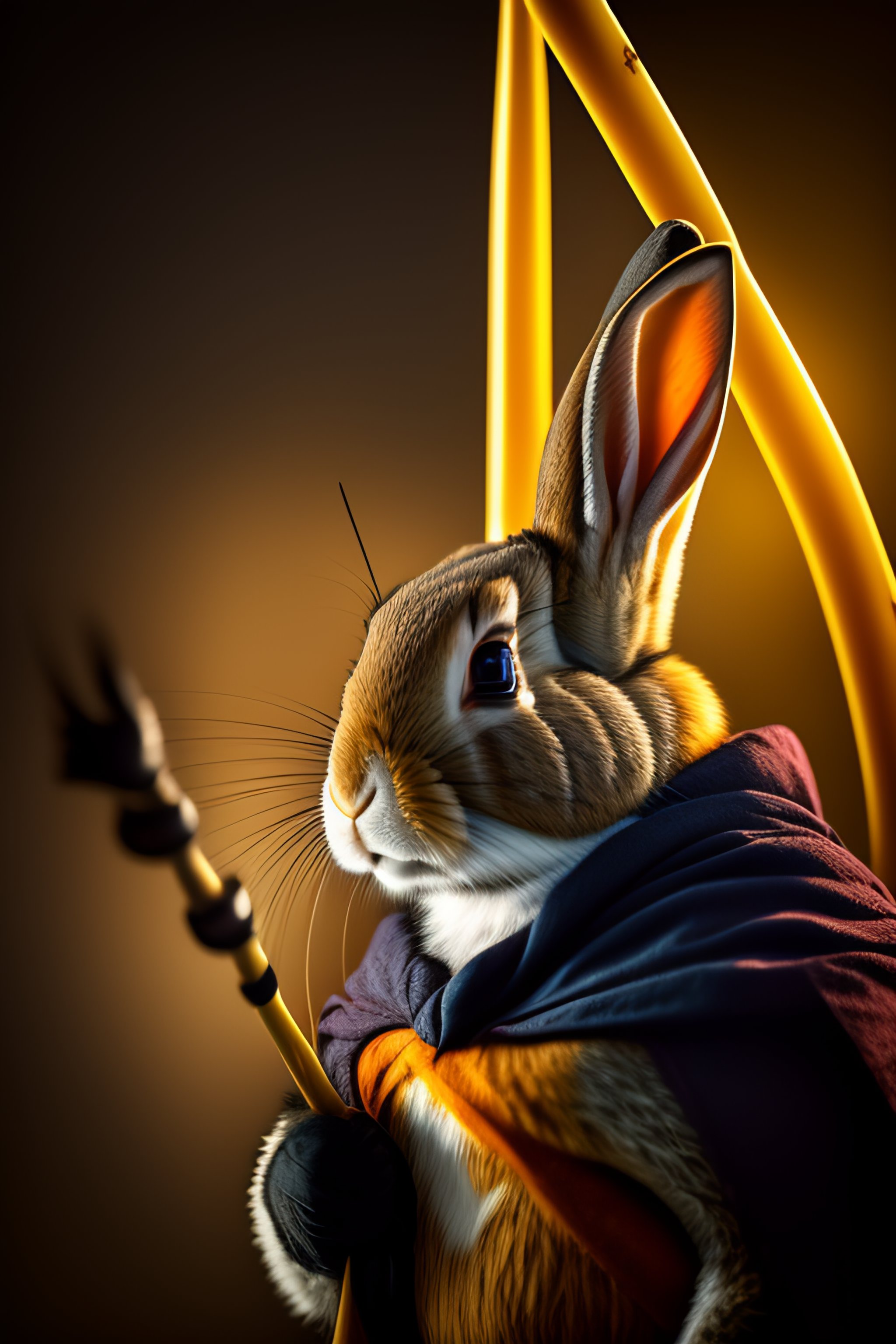 Lexica - (((the rabbit Robin hood shoots an arrow))) cinematic portrait ...